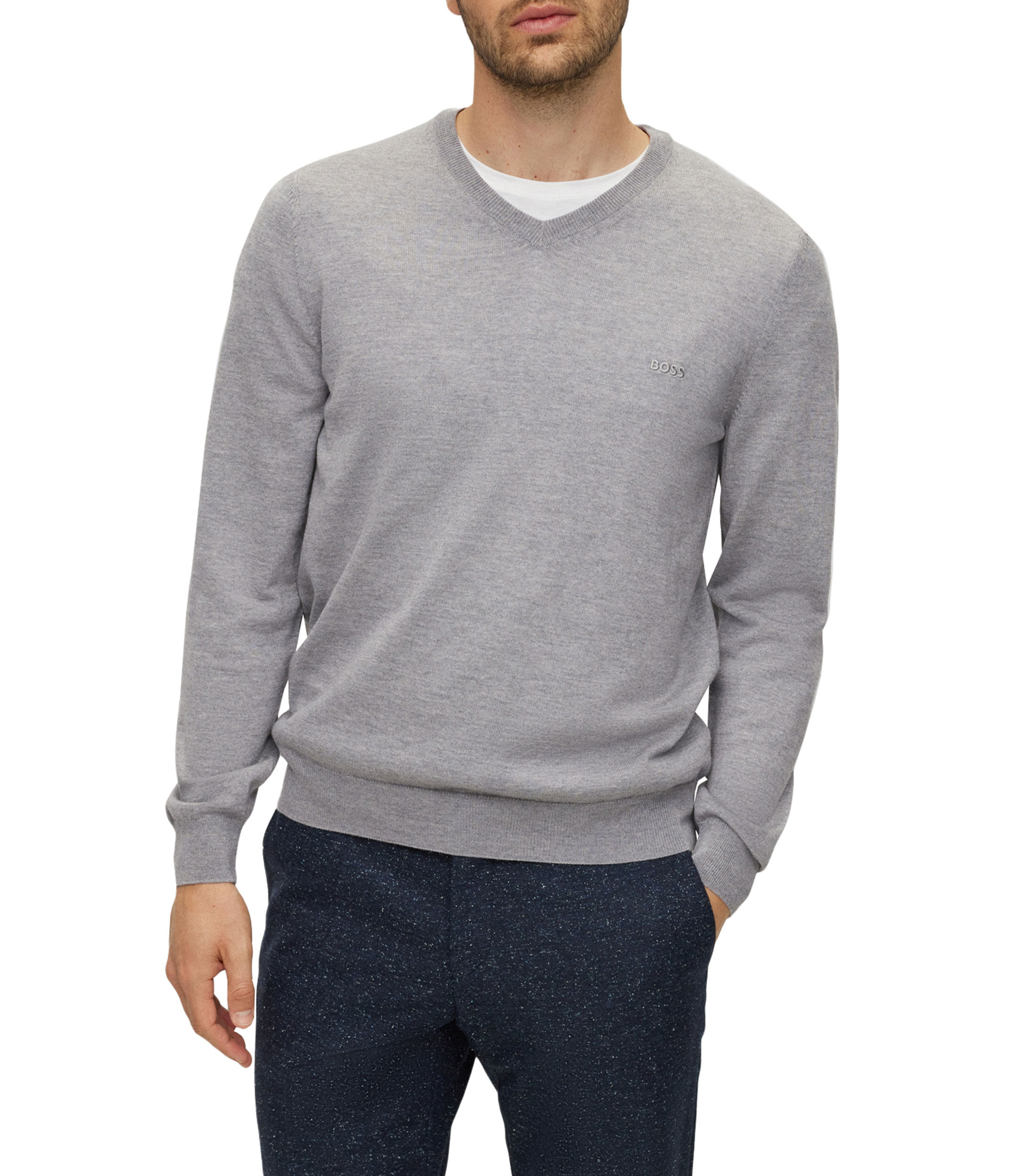 Boss Suéter BOSS de lana responsable con cuello en V Hombre - El ...