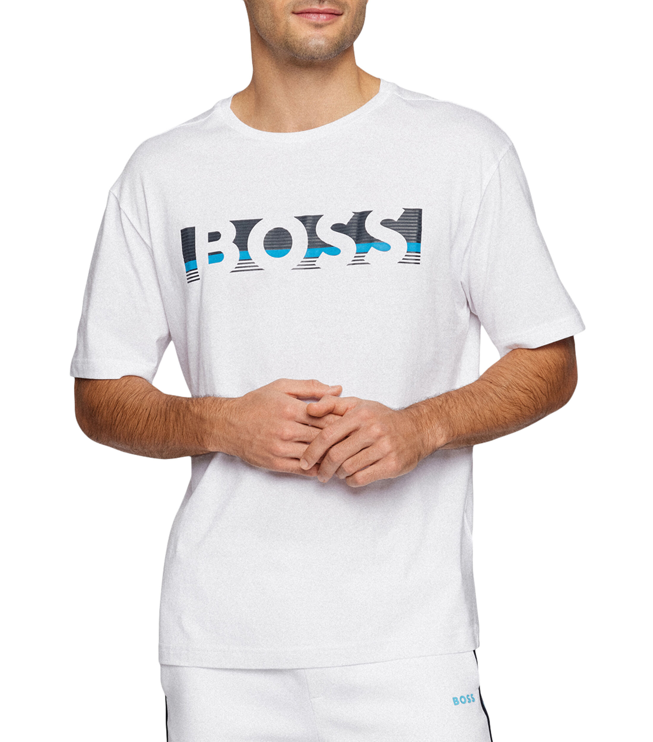 Boss Playera Boss regular fit de algodón con logo de bloques de color ...