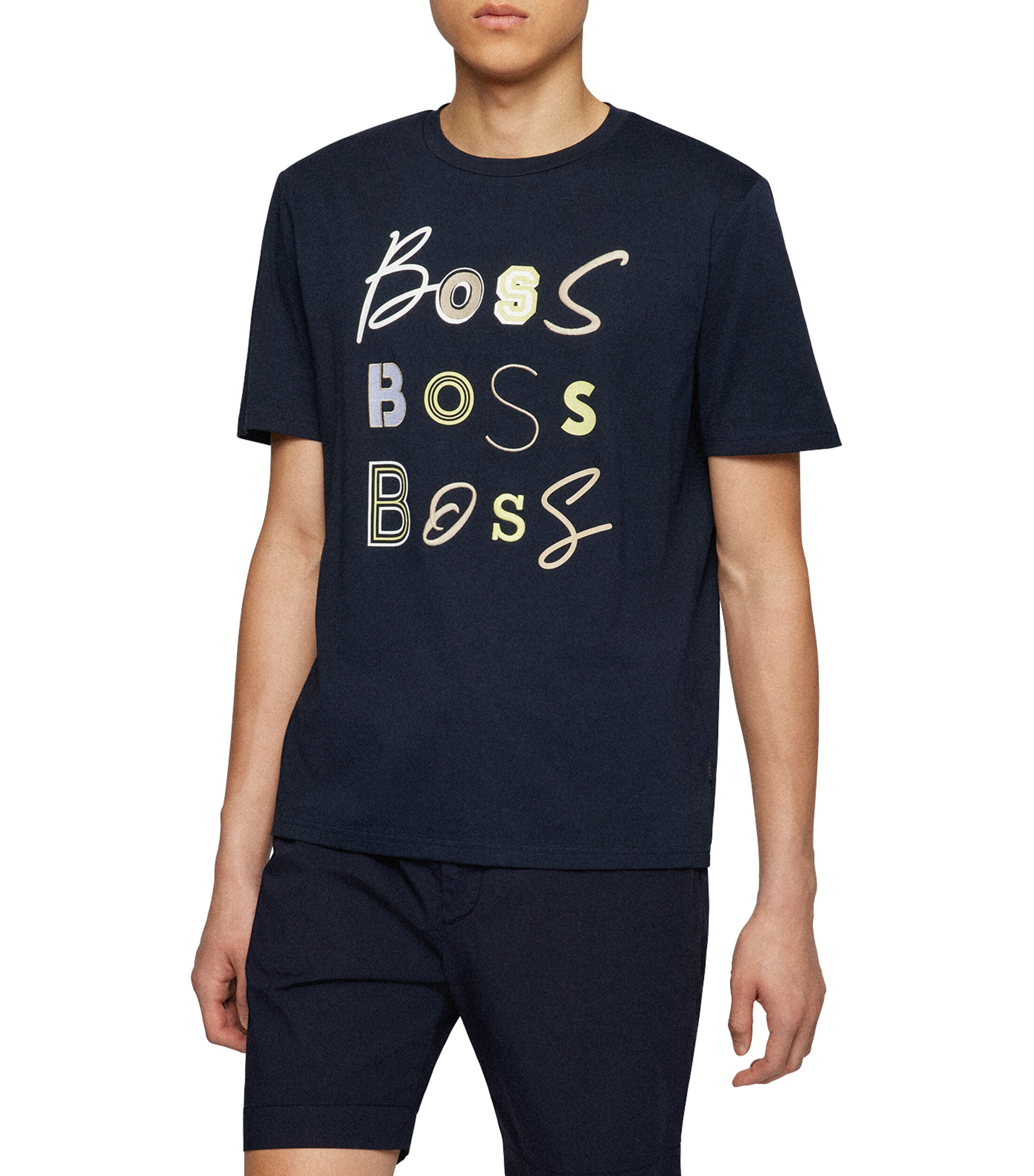 Boss Playera BOSS relaxed fit de punto de algodón con logo triple ...