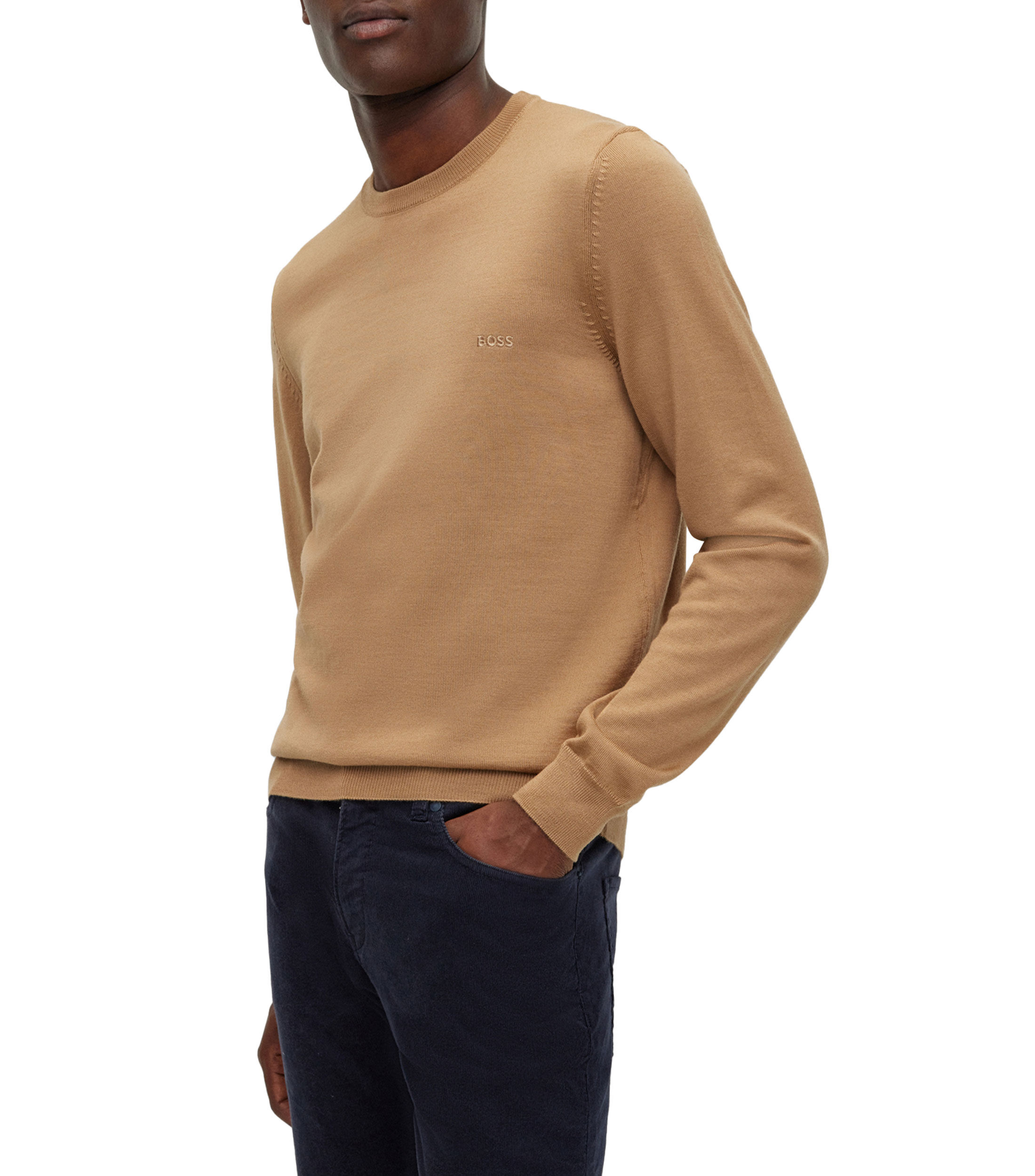 Boss: Suéter Boss de lana responsable con logo bordado Hombre | El ...