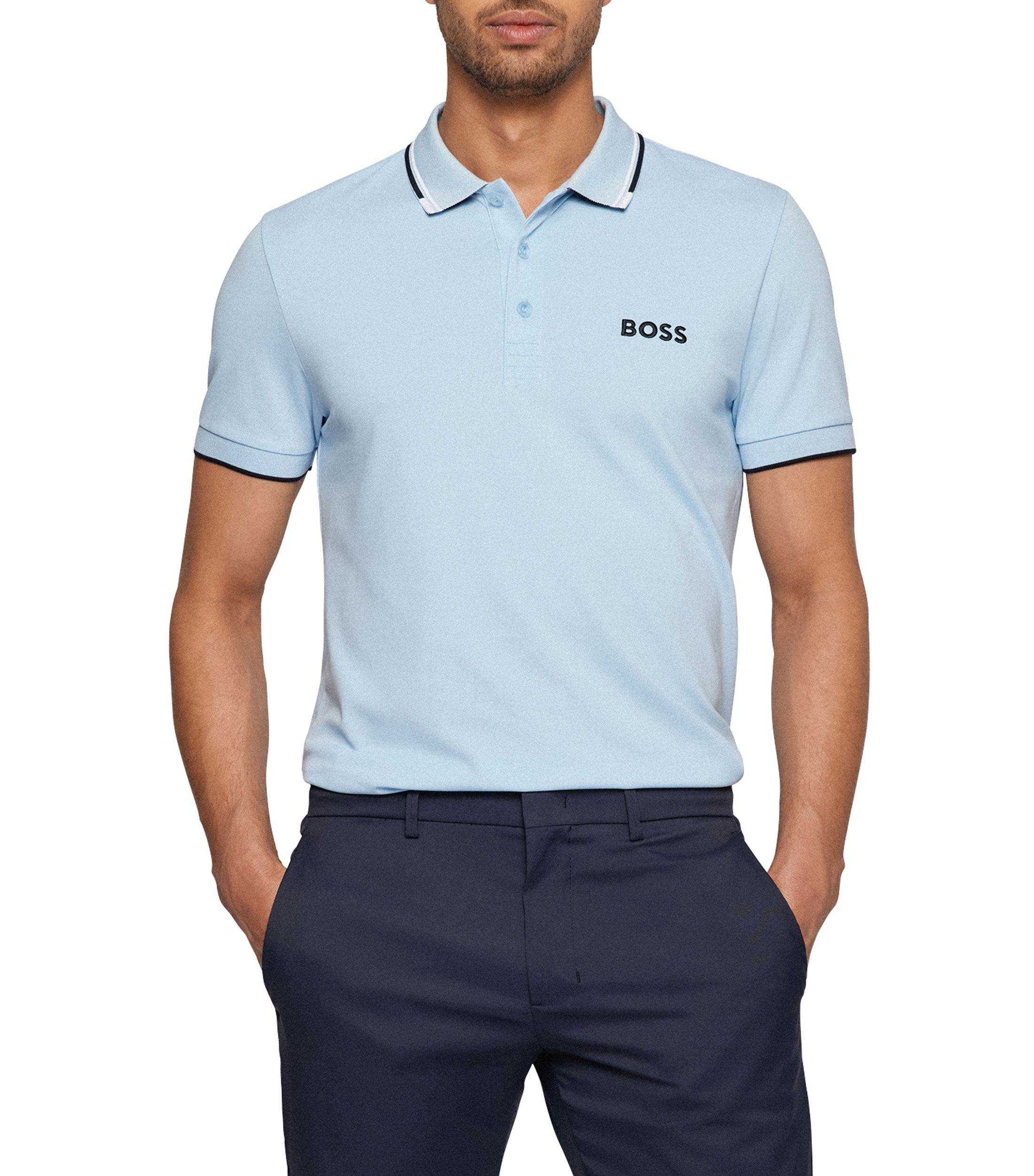 Boss Polo BOSS en mezcla de algodón con detalles en contraste Hombre ...