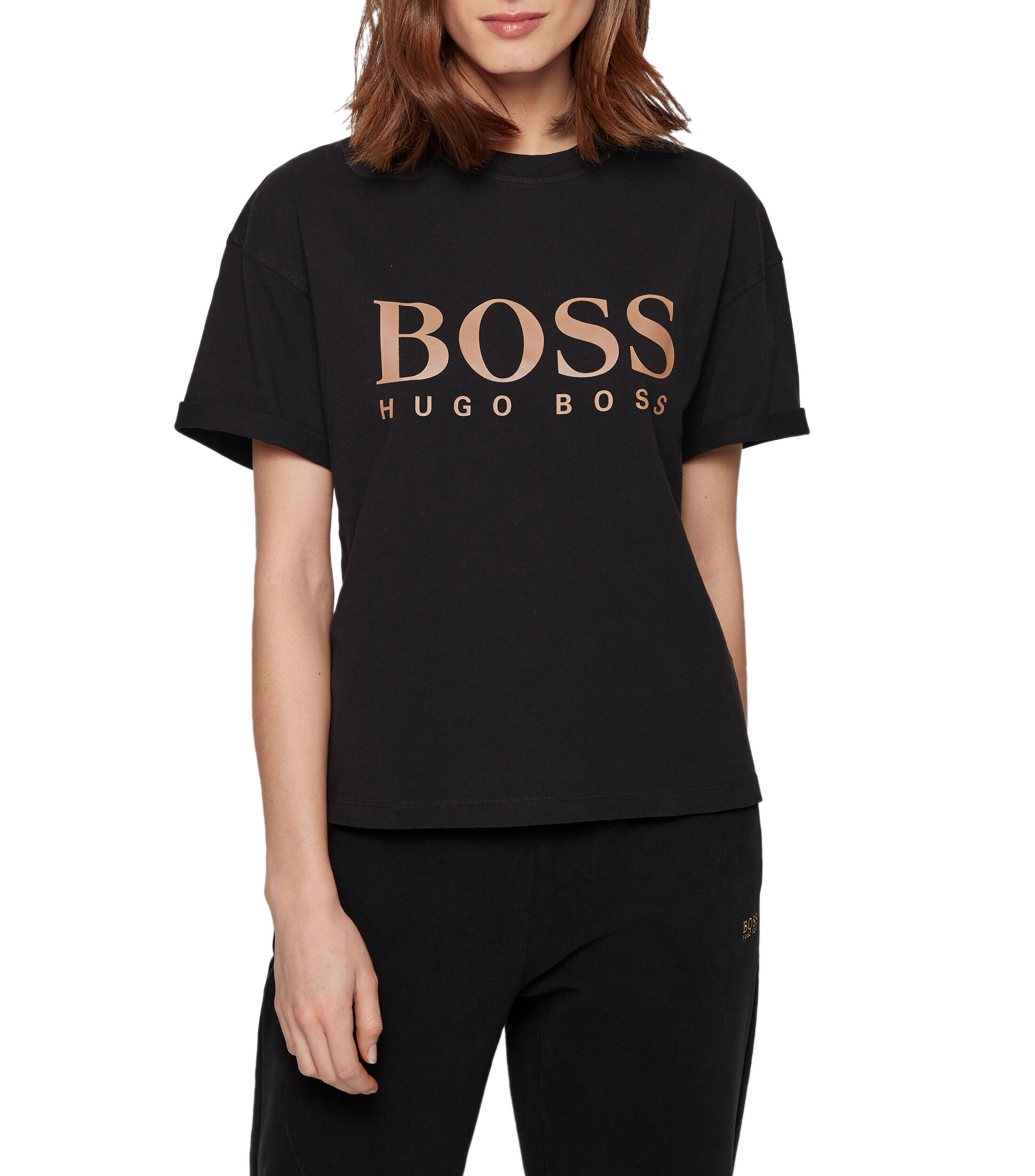 Boss Playera Boss relaxed fit en punto de algodón con logotipo Mujer ...