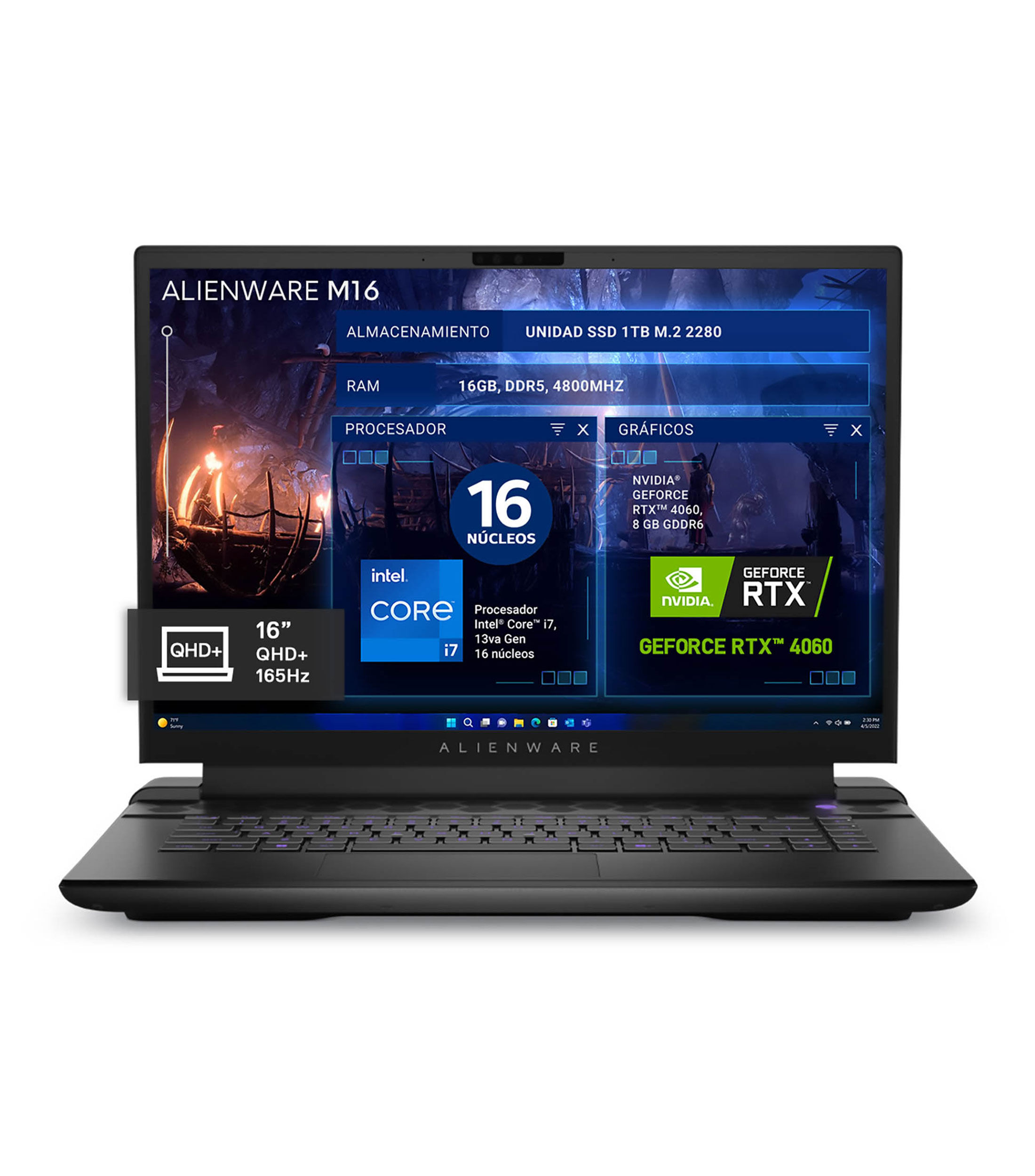 Dell: Laptop Alienware M16 R7, 16", NVIDIA GeForce RTX 4060, 13th Gen ...