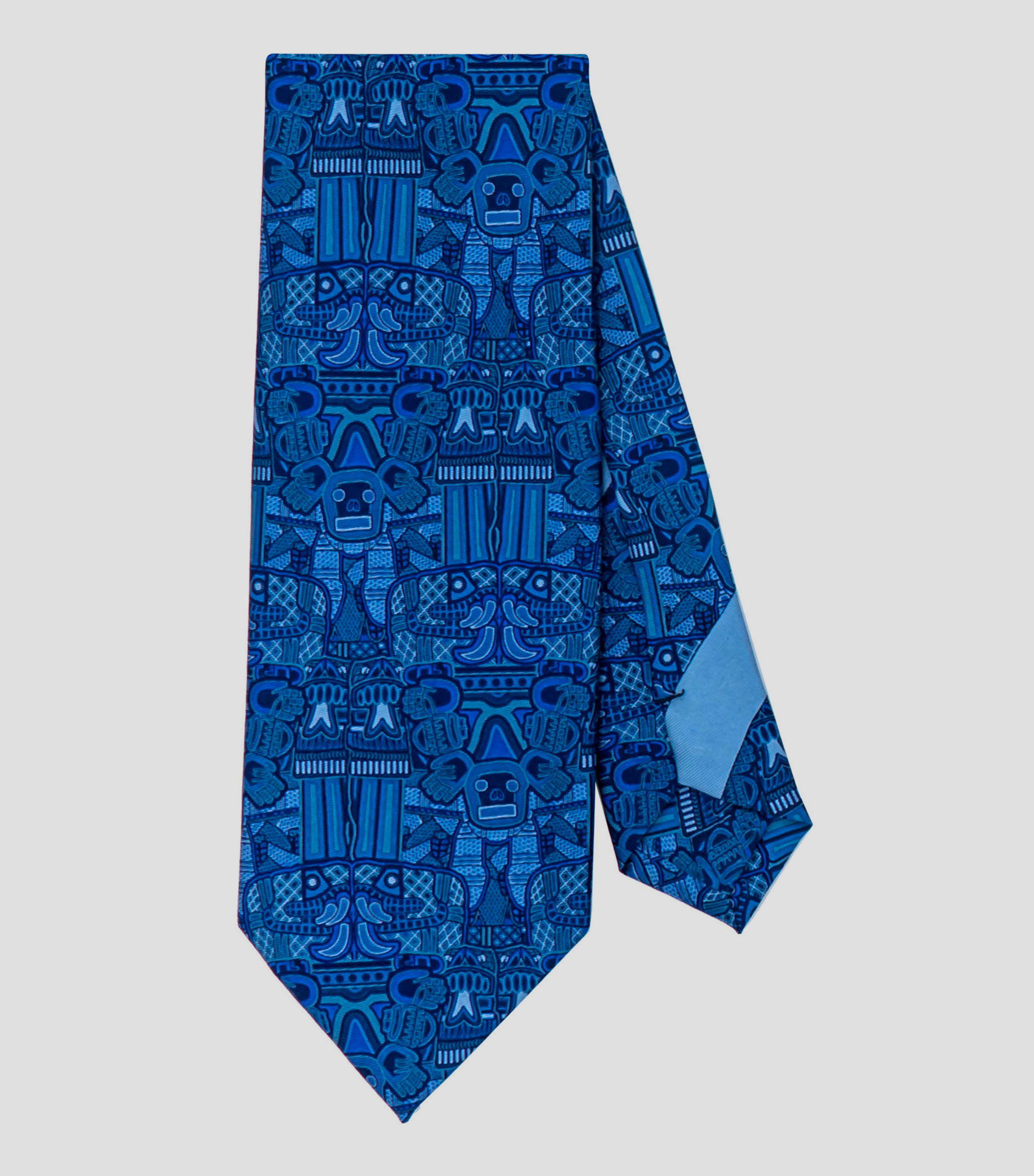 Pineda Covalin: Corbata ancha en seda azul con Coatlicue | El Palacio ...