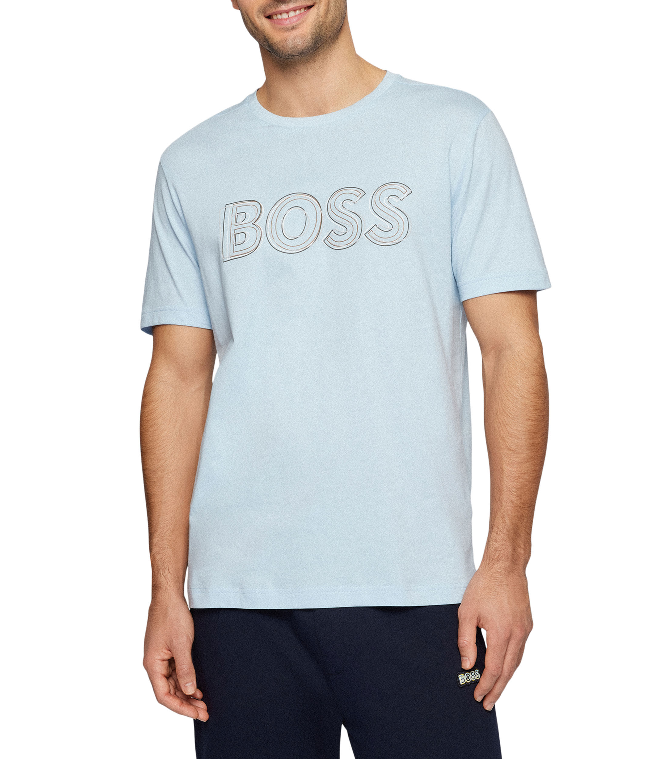 Boss Playera BOSS recto fit en punto de algodón con logo y diseño ...