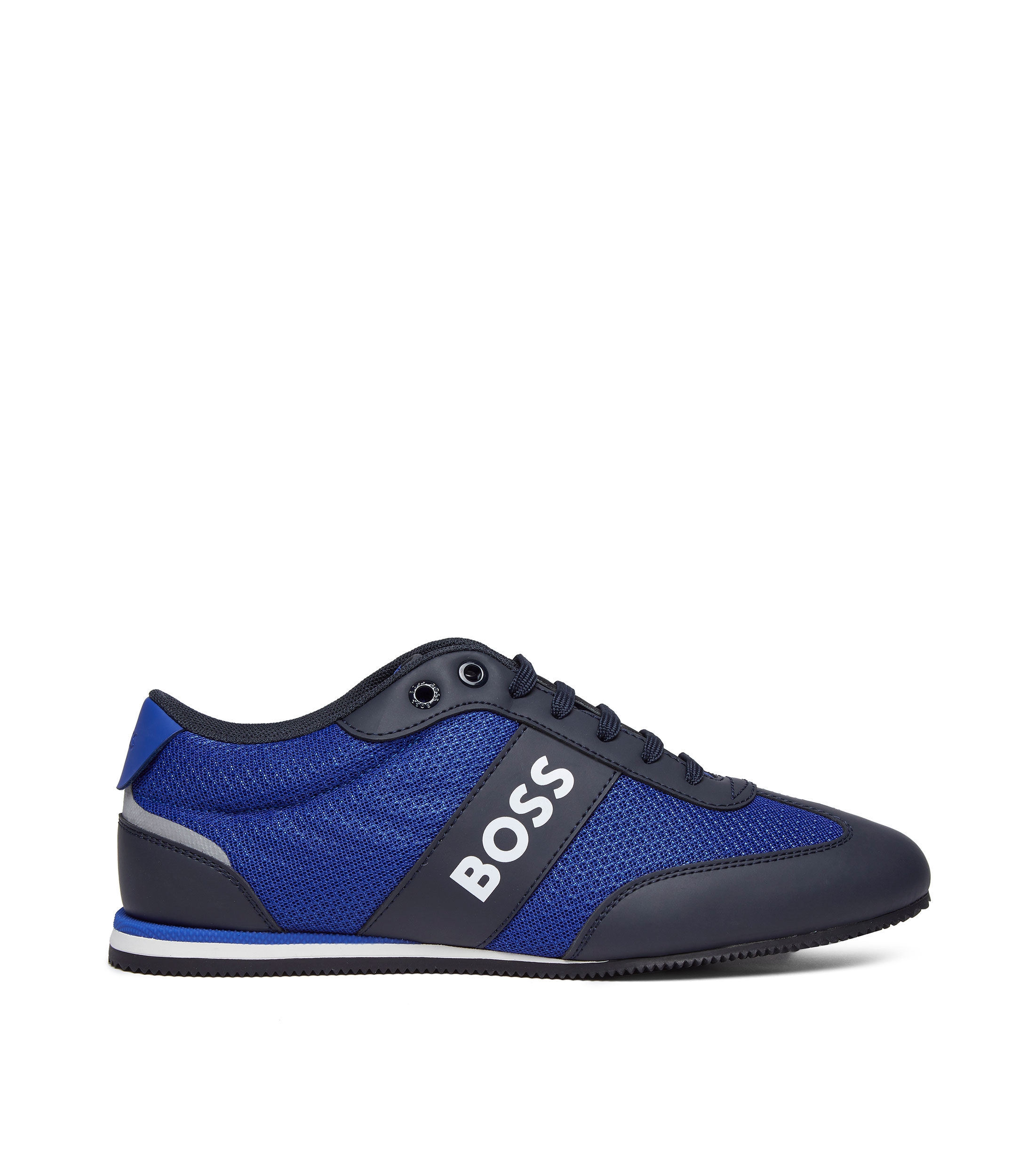 Boss: Tenis casuales Boss azules con malla y paneles de goma Hombre ...