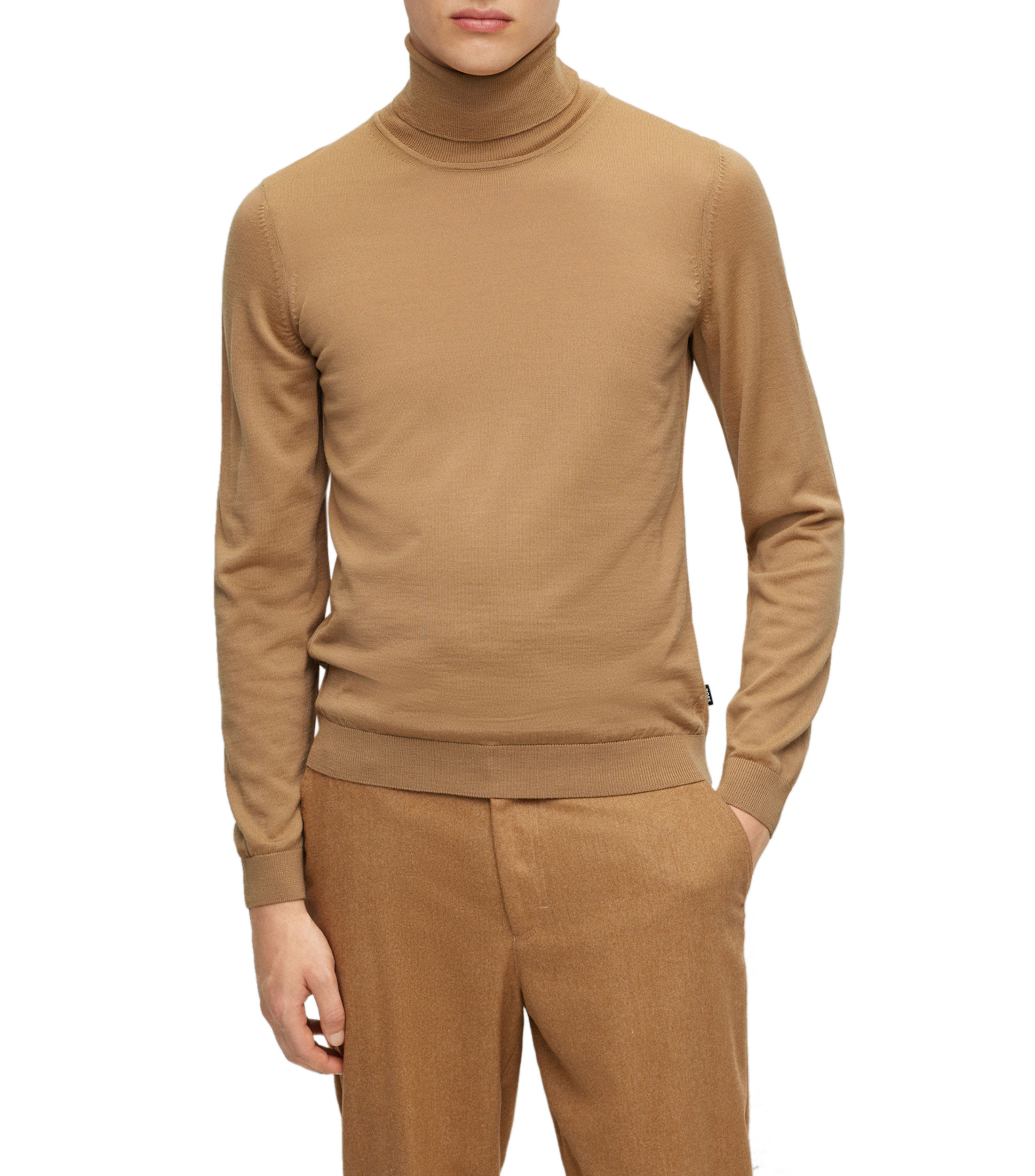 Boss: Suéter Boss slim fit de cuello vuelto en lana virgen Hombre | El ...