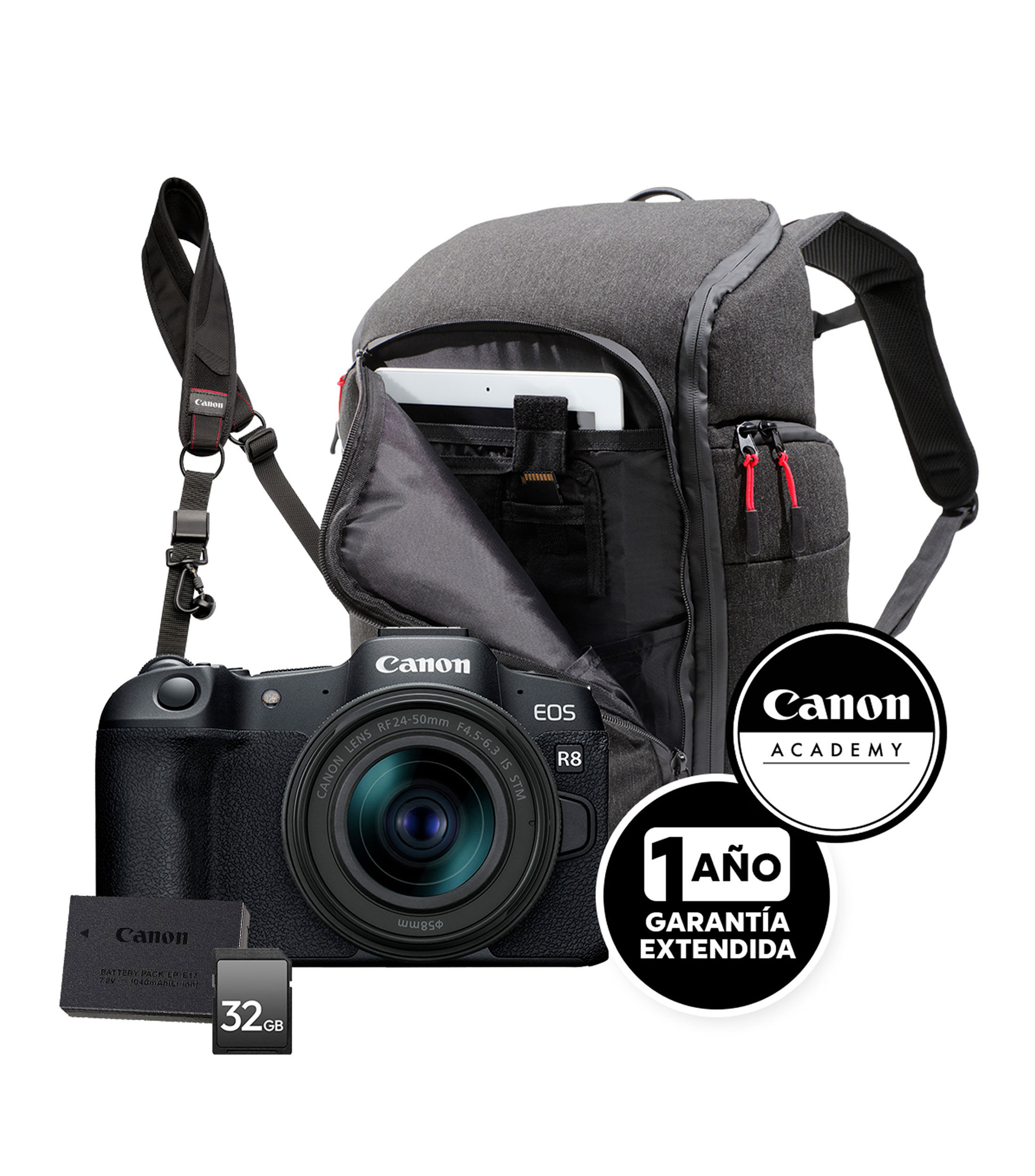 Canon Kit Cámara R8 RF 24-50 STM + Bag EDC-1 + NS-EN110-BK HB + SD32G ...