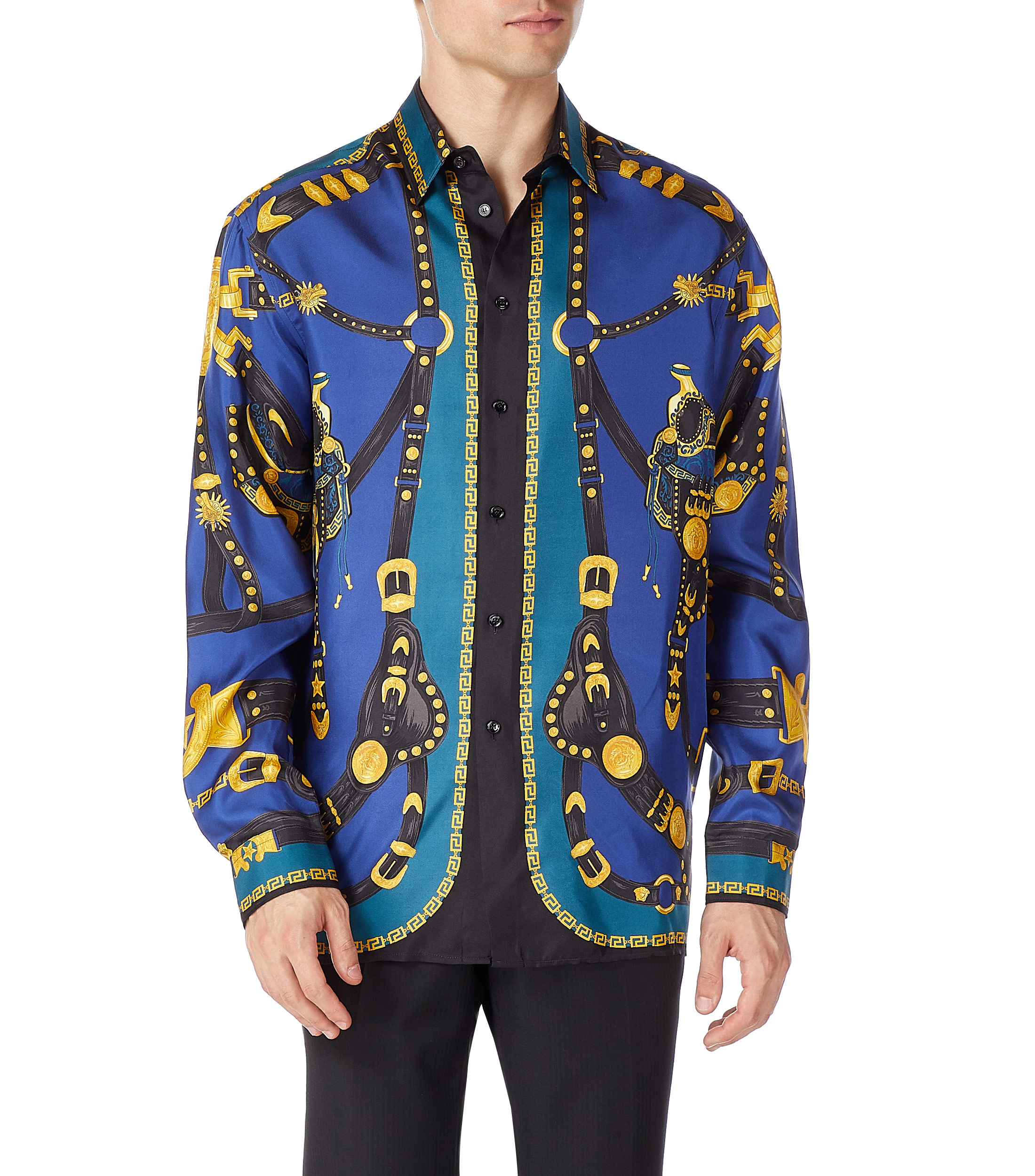 Versace: Camisa Medusa en seda de manga larga Hombre | El Palacio de Hierro