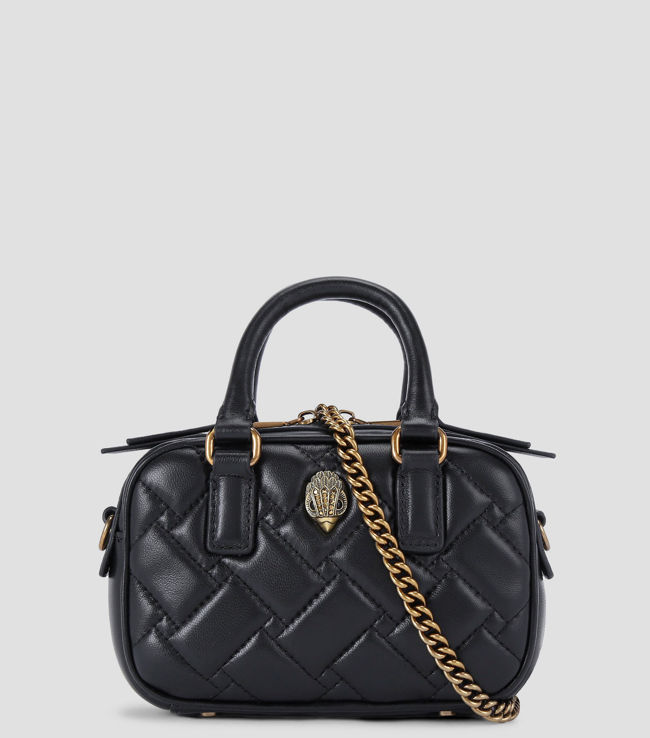 Kurt Geiger Bolsa satchel negra en piel Kensington capitonada Mujer | El Palacio de Hierro