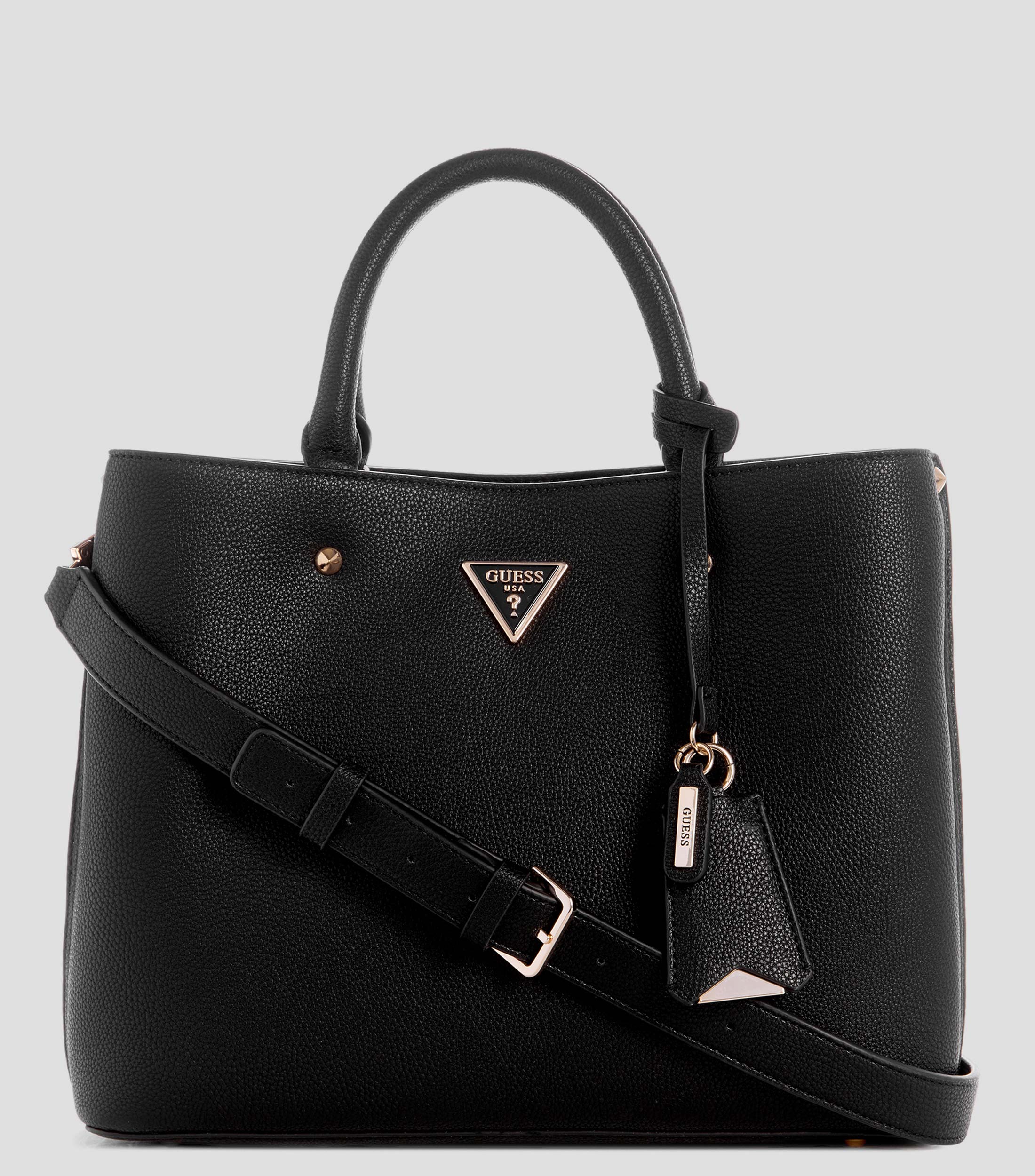 Guess: Bolso Satchel Negro Meridian con Logotipo Mujer | El Palacio de ...