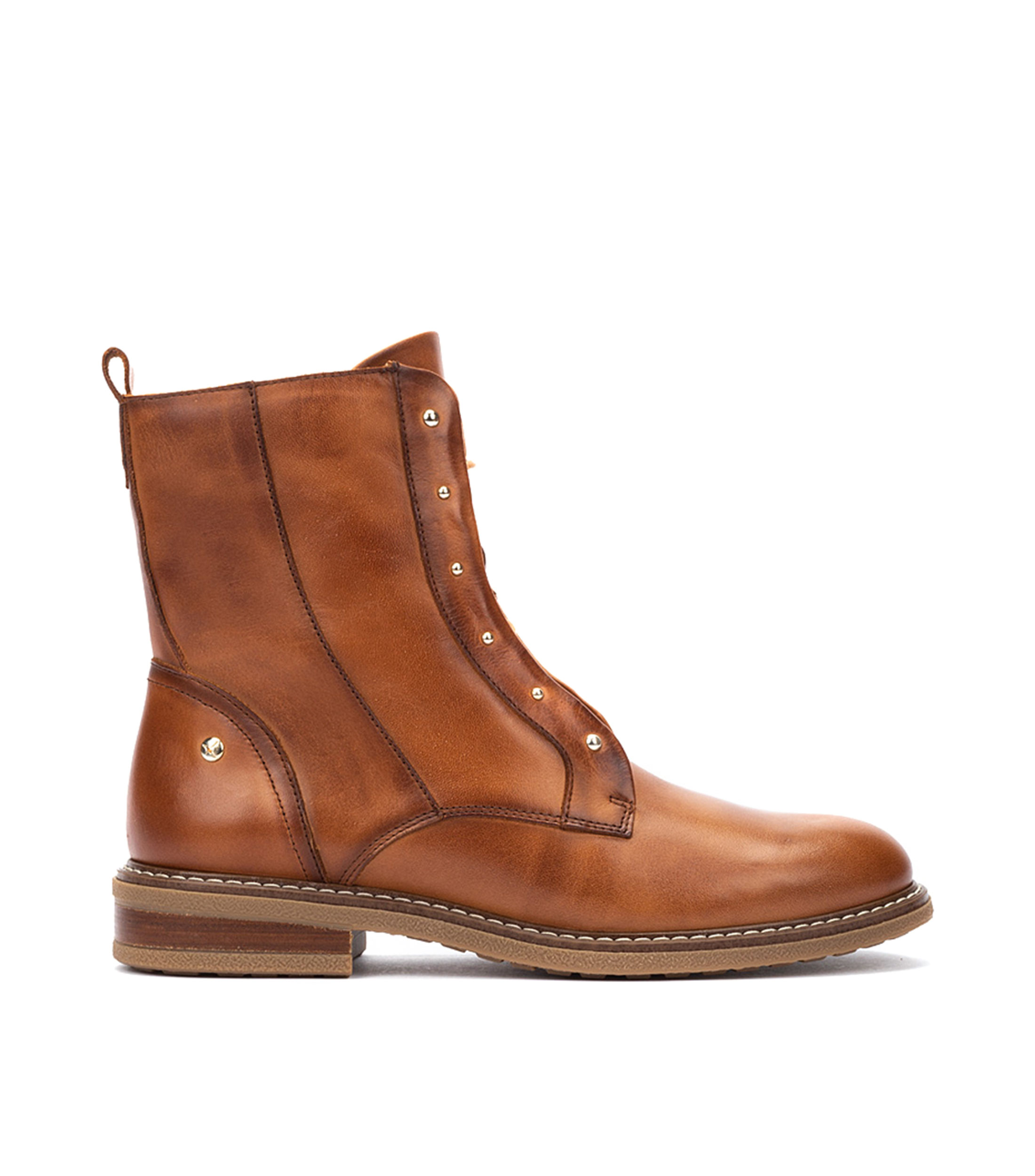 Pikolinos: Botines planos Aldaya en piel con aplicaciones metalizadas ...