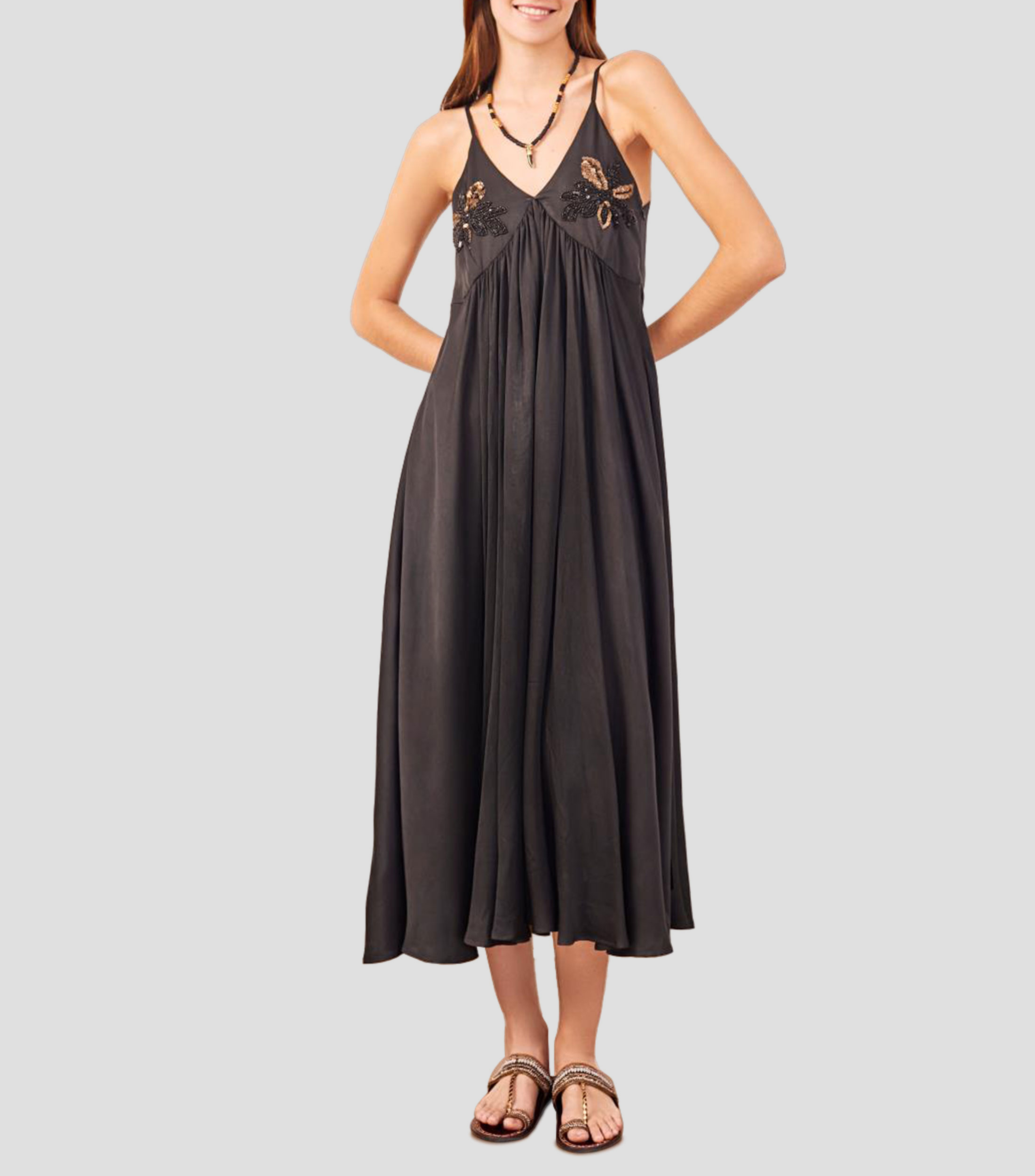 Rapsodia: Vestido midi con tirantes Mujer | El Palacio de Hierro