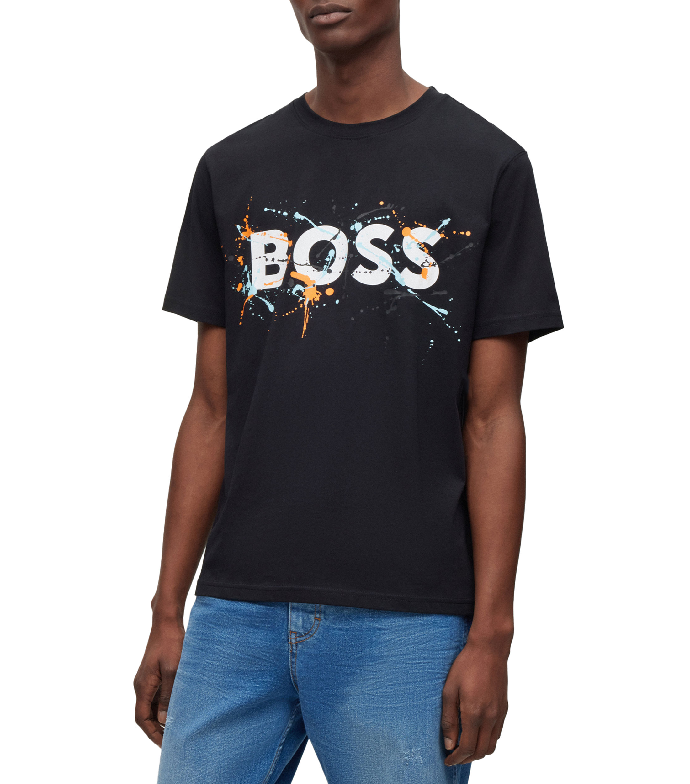 Boss Playera de punto de algodón con ilustración de logo de diseño ...