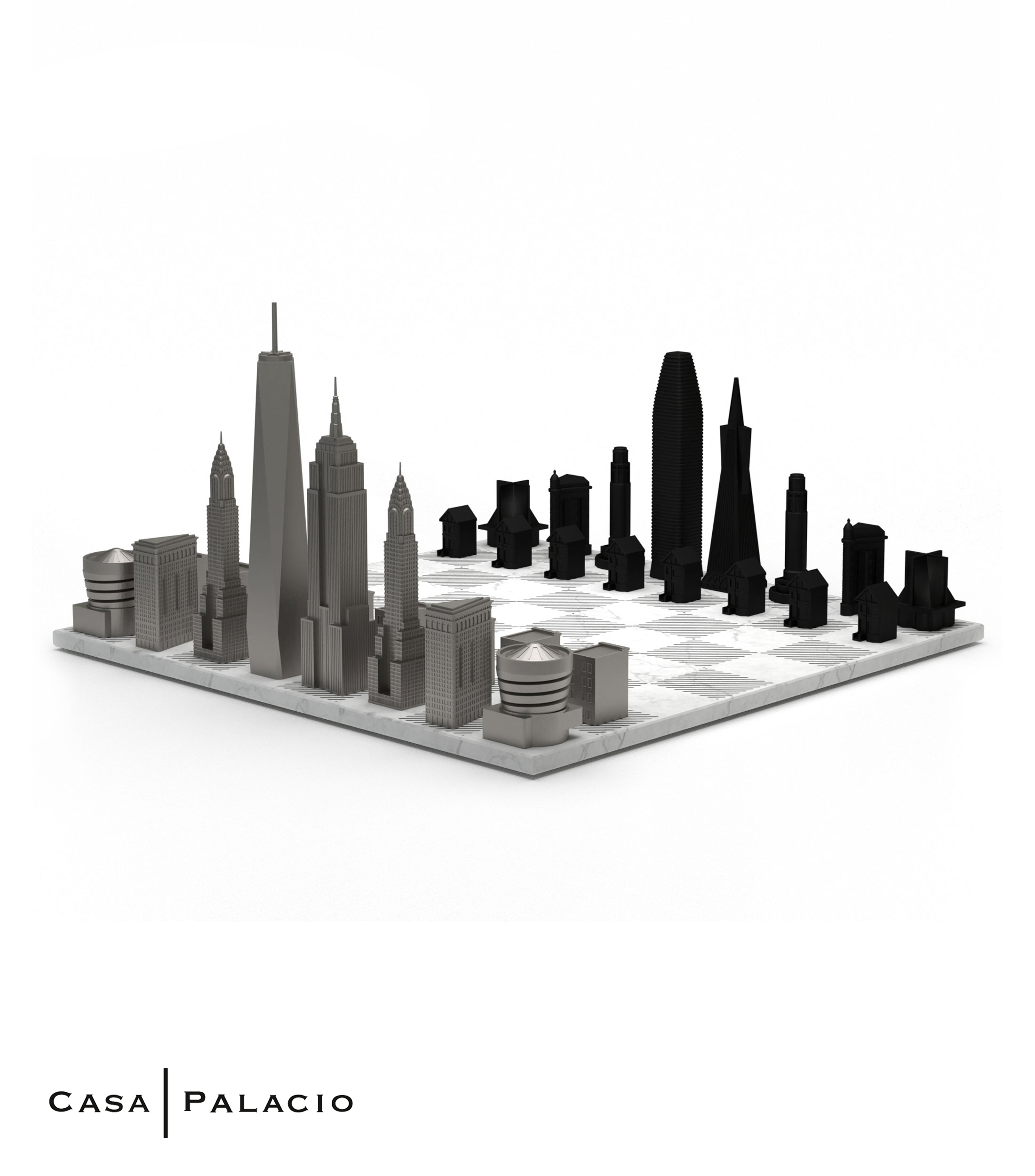 Skyline Chess: Juego de Mesa New York Vs San Francisco en Acero ...