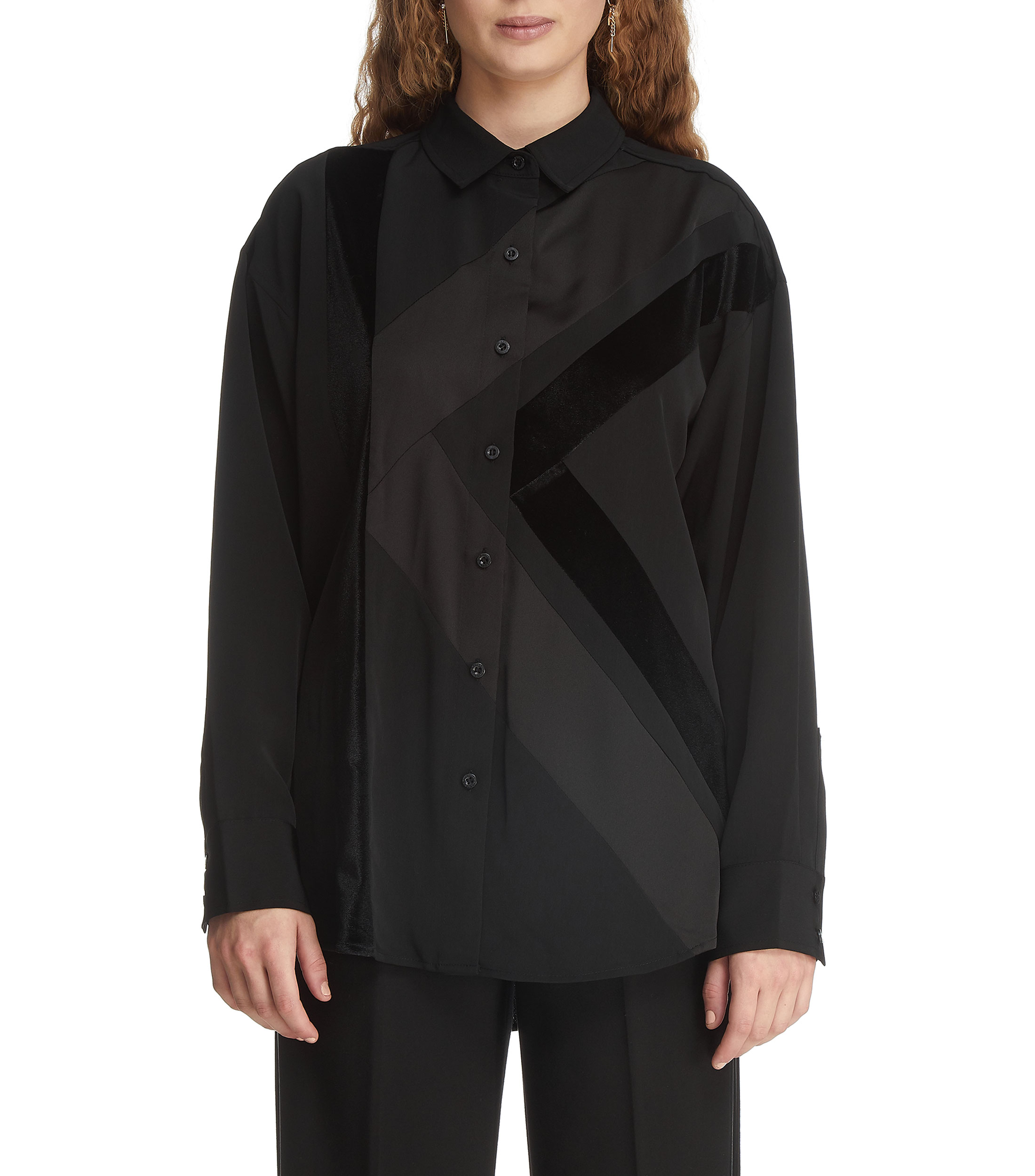 Karl Lagerfeld: Camisa con paneles texturizados manga larga Mujer | El ...