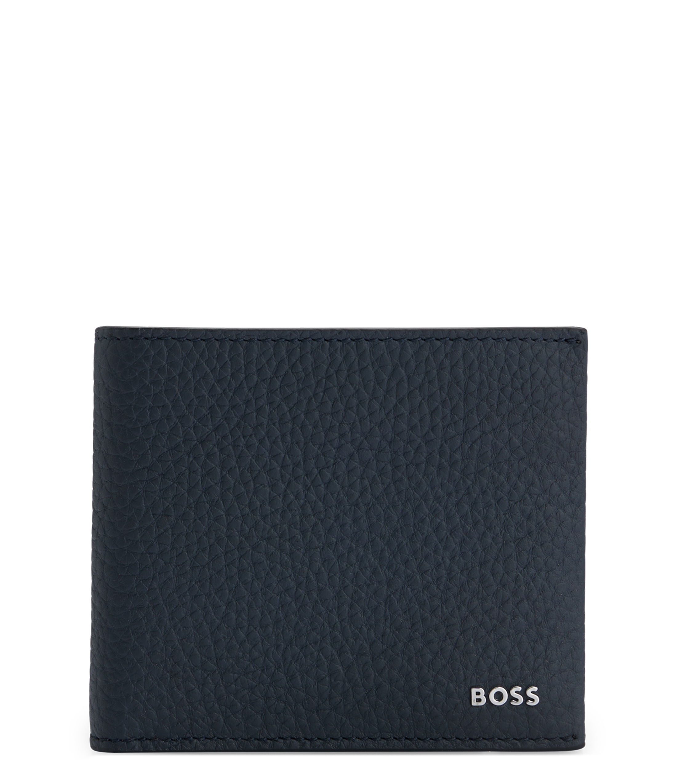 Boss: Cartera de piel italiana con logo de metal plateado Hombre | El ...