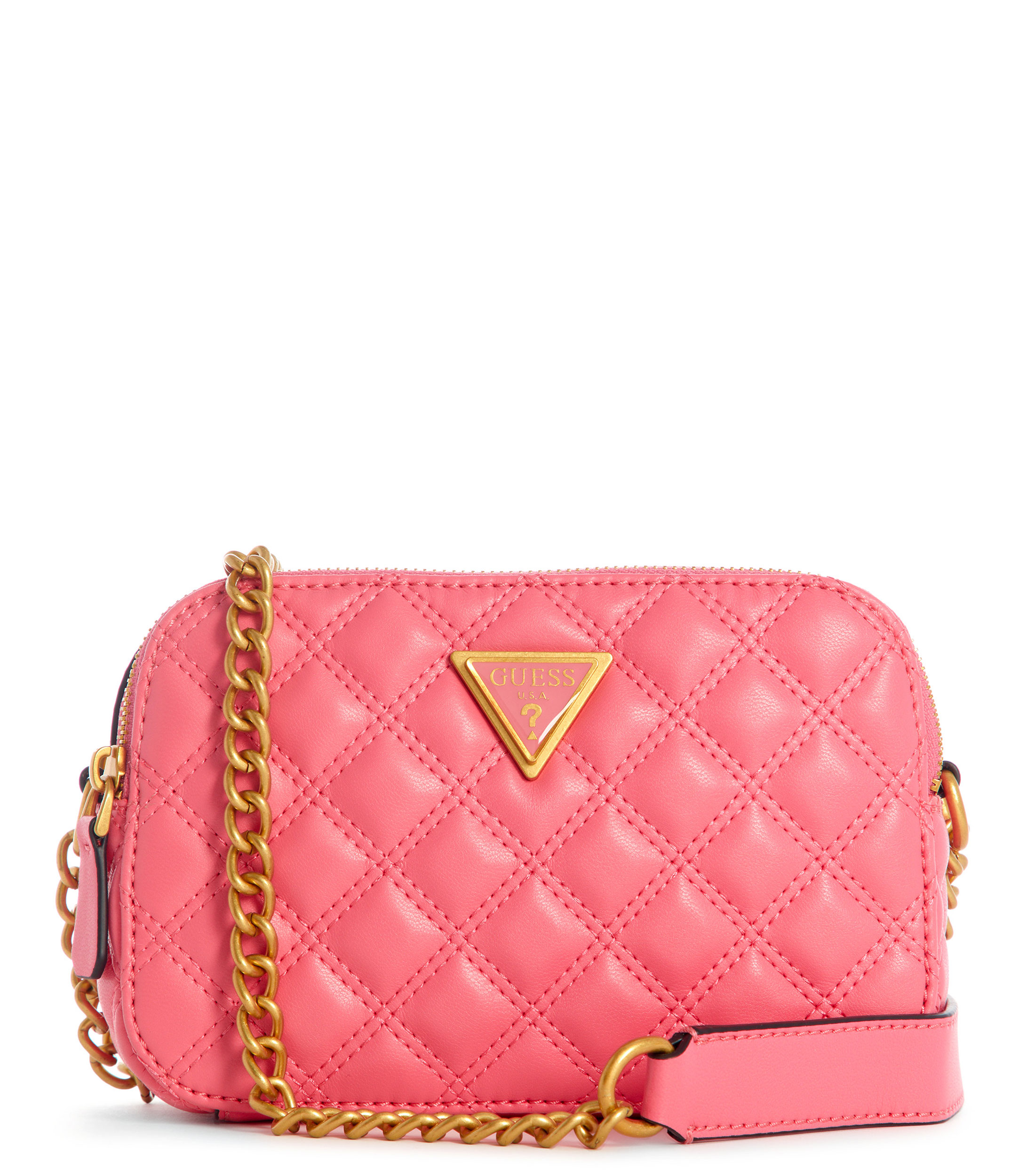 Guess: Bolso Crossbody rosa Giully capitonado Mujer | El Palacio de Hierro