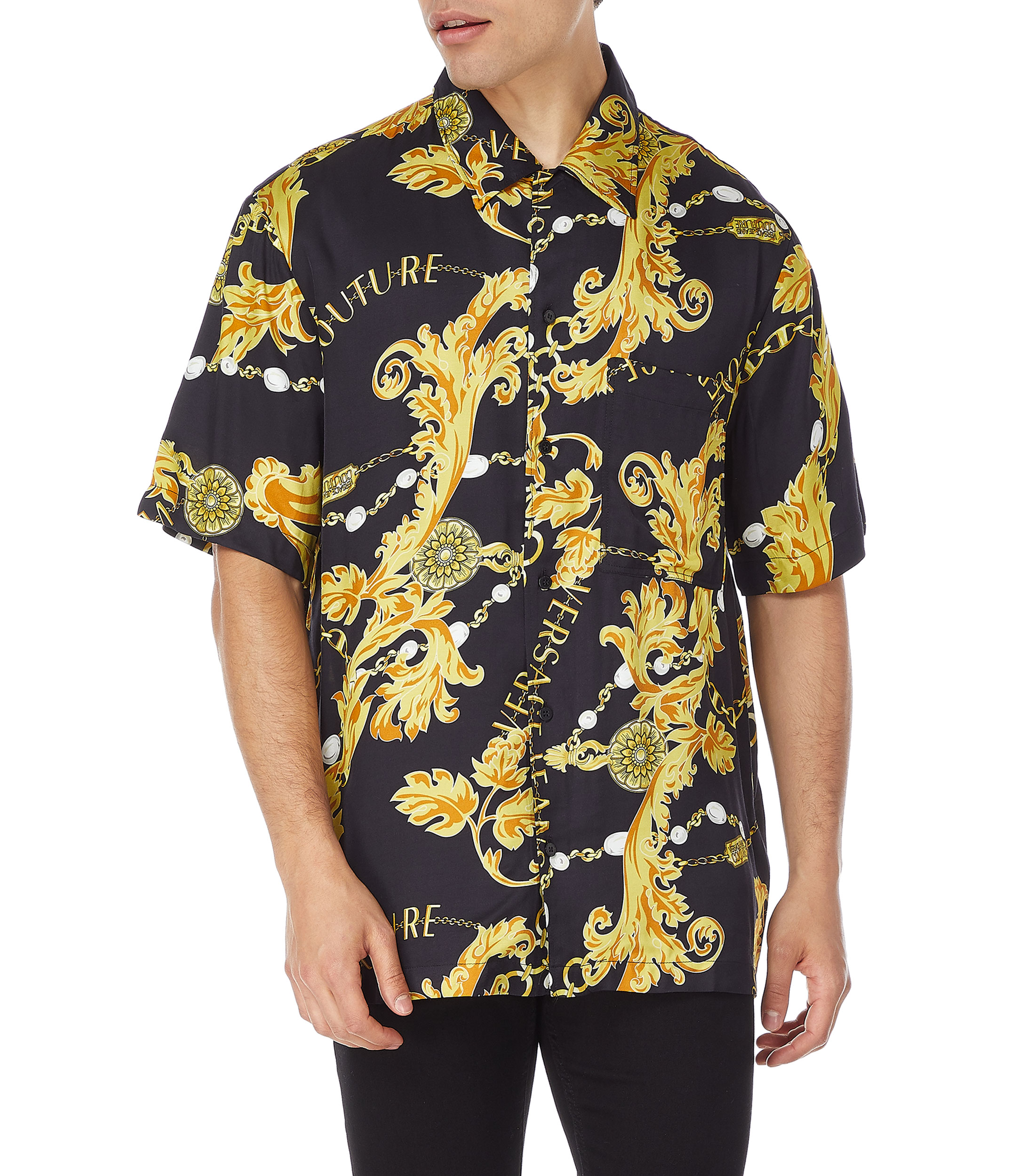 Versace Jeans Couture: Camisa estampada de manga corta Hombre | El ...