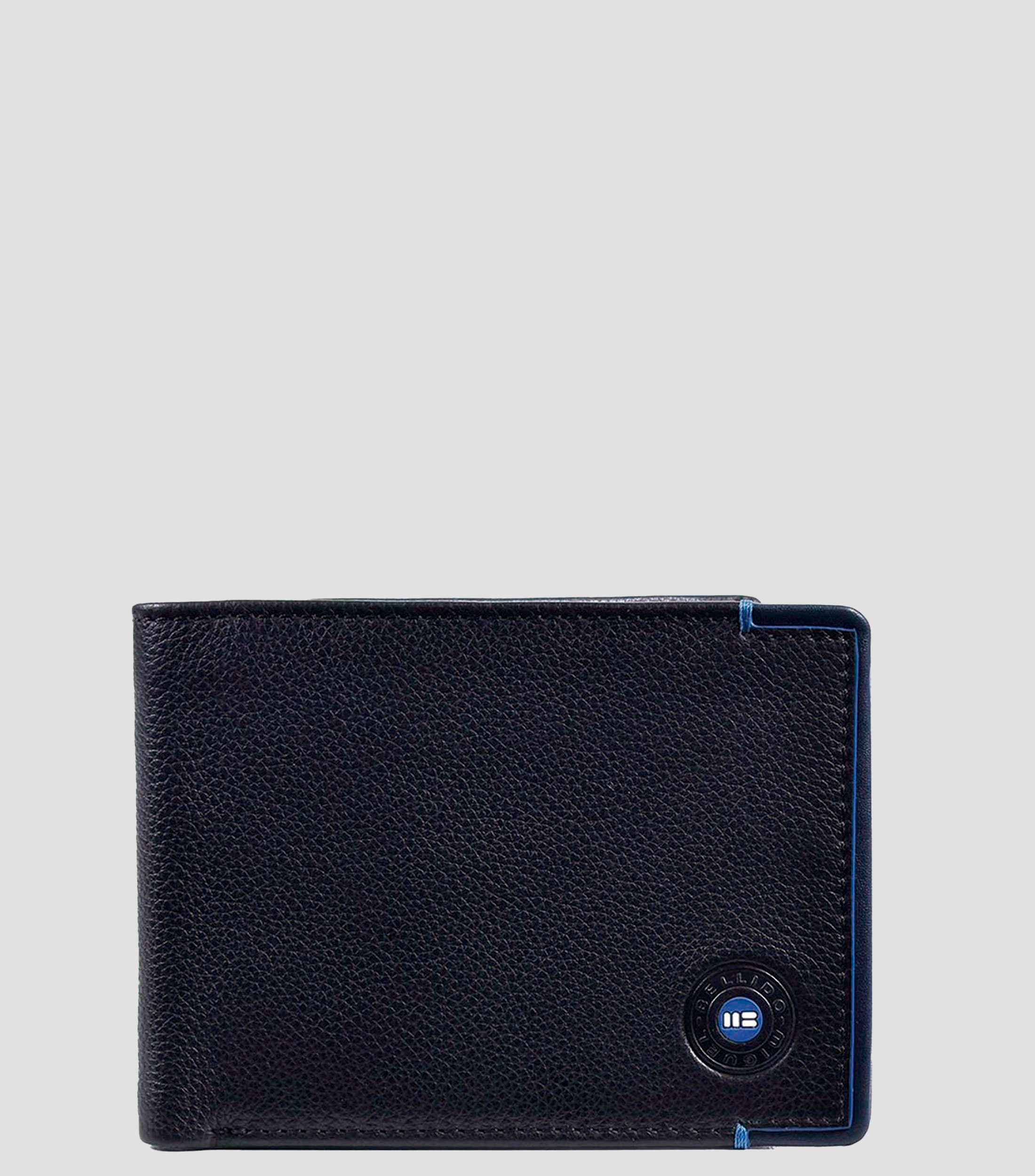Miguel Bellido: Cartera bifold en piel granulada con logo Hombre | El ...