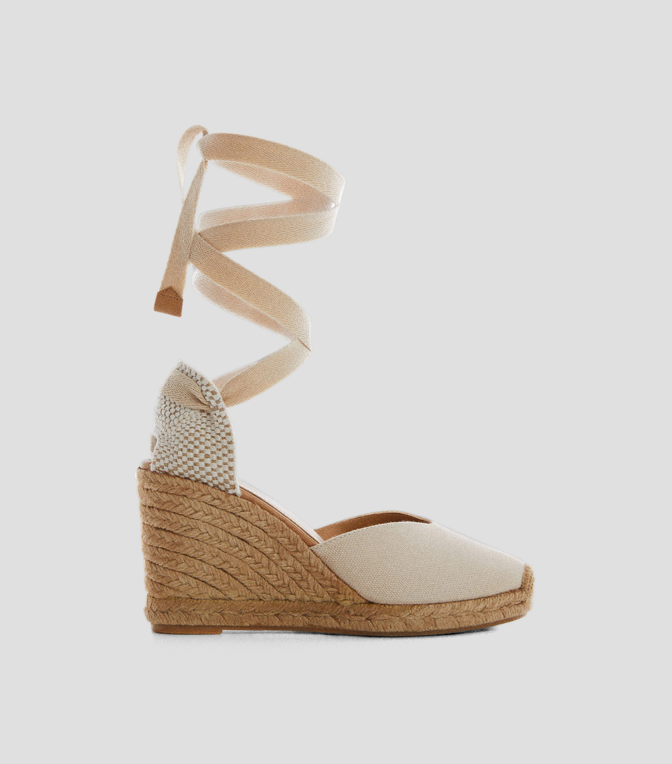 Mango: Alpargatas beige con tacón alto de cuña Mujer | El Palacio de Hierro