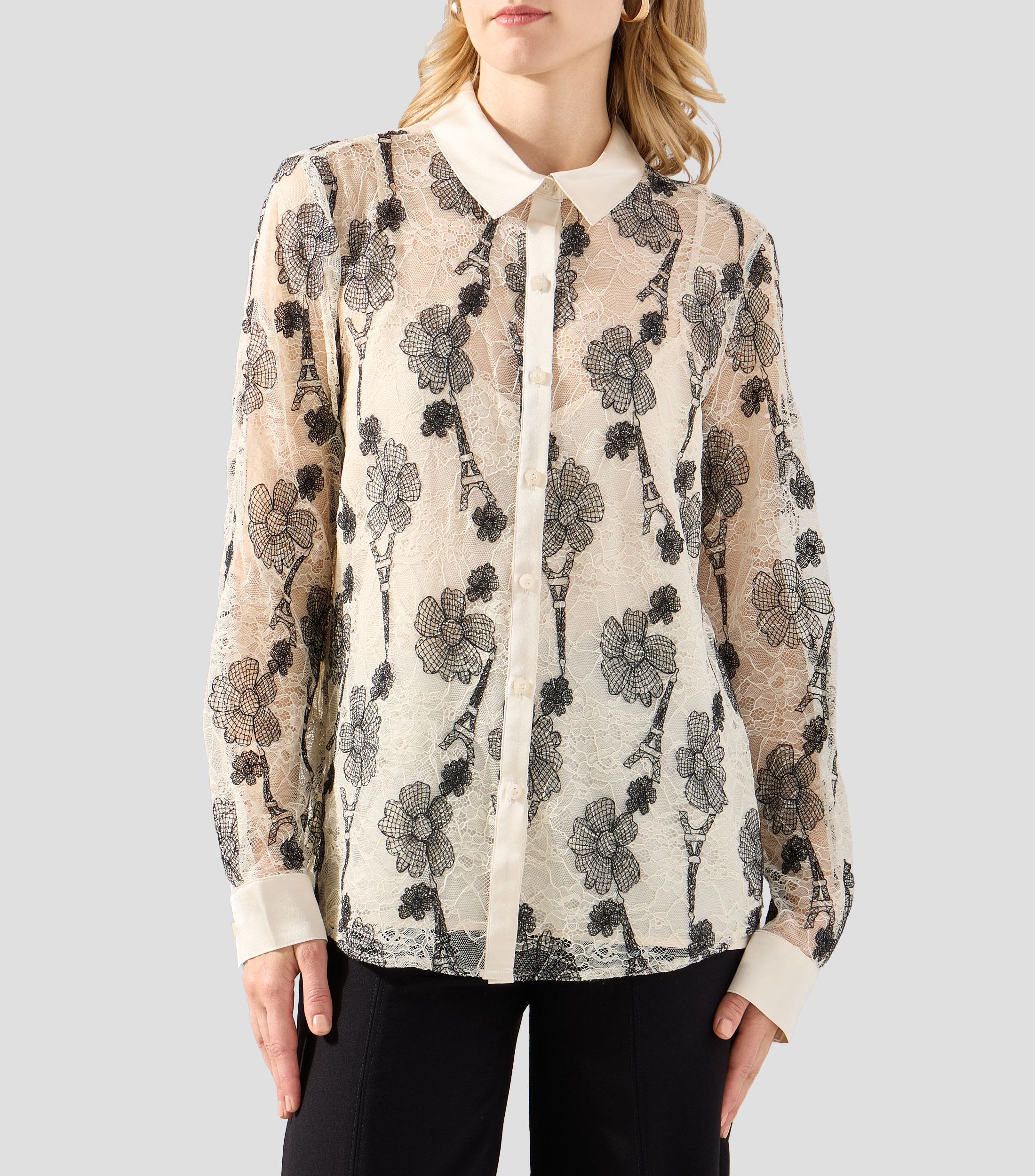 Karl Lagerfeld Camisa fantasía manga larga Mujer |El Palacio de Hierro