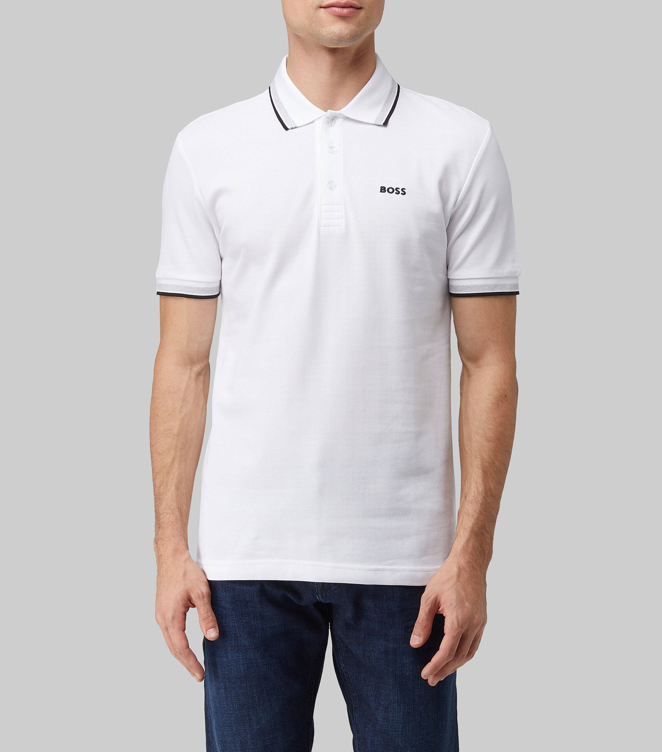 Boss: Polo Boss Regular Fit de algodón orgánico con detalles de logo en ...