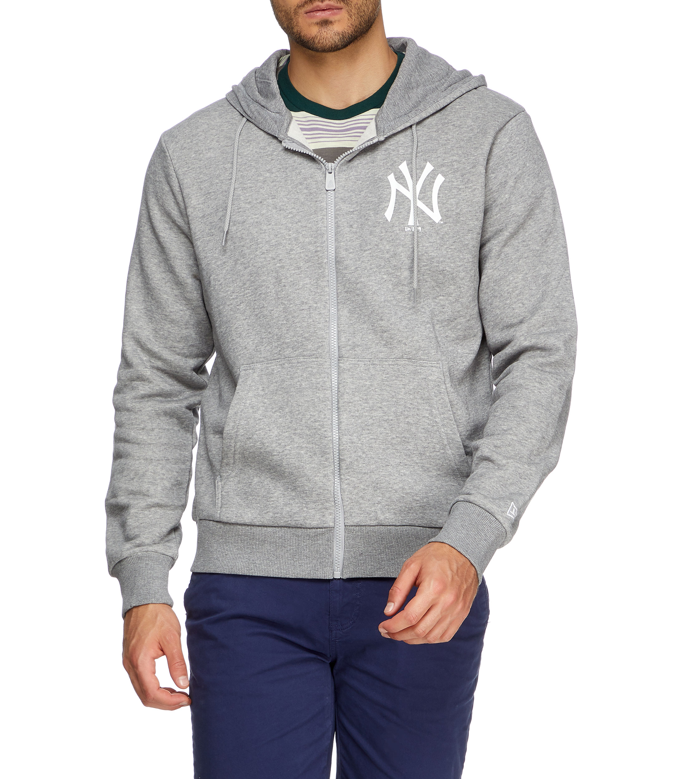 New Era: Sudadera gris New York Yankees con capucha y cierre Hombre ...