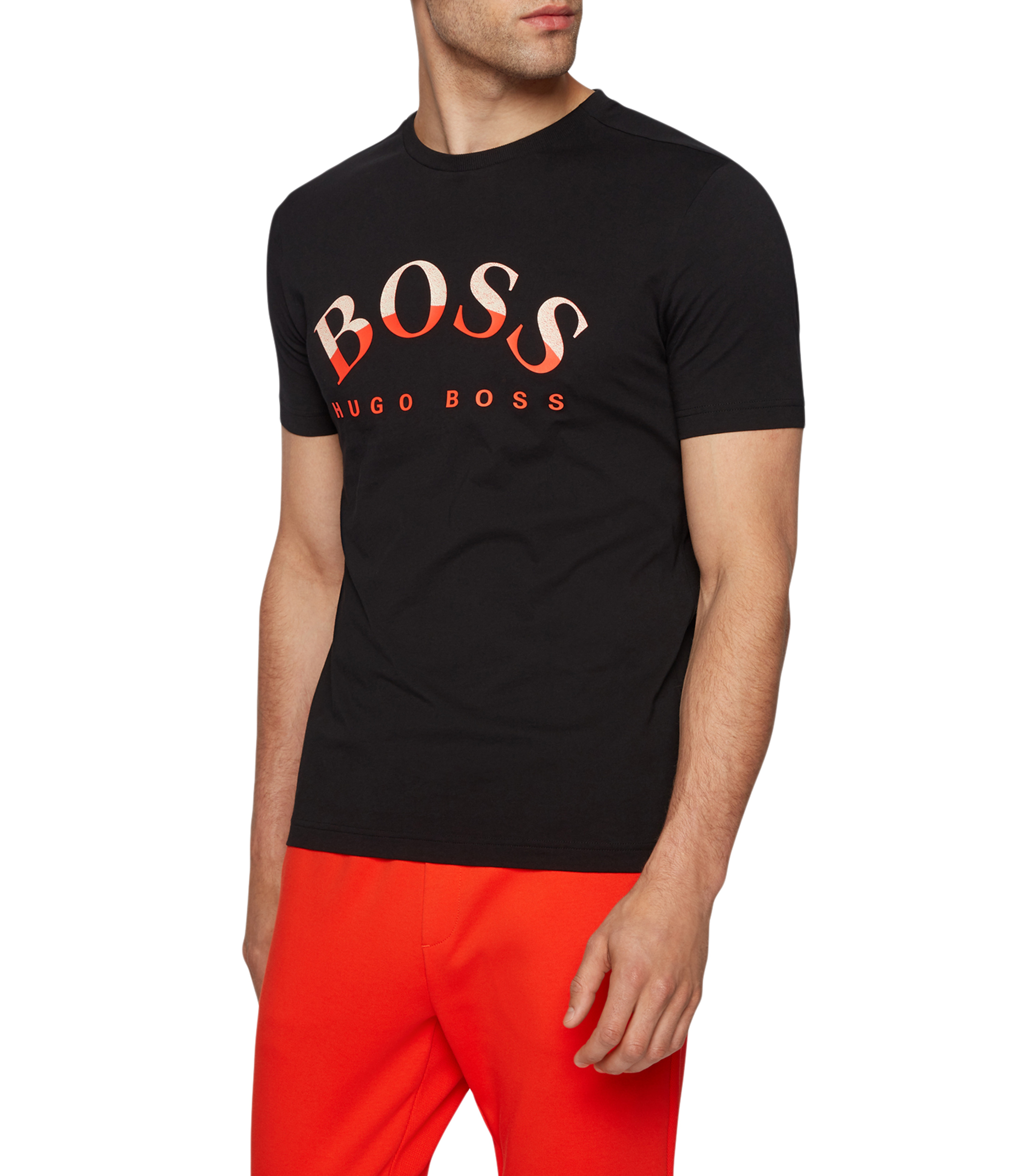 Boss Playera BOSS de algodón orgánico con logo curvado estampado Hombre ...