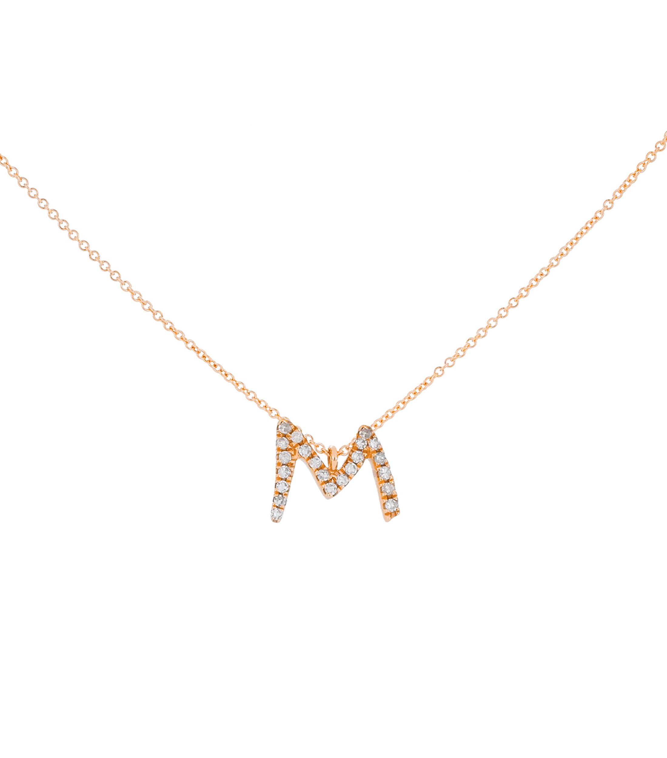 Valoro Dije Letra "M" en Oro rosa de 14 kilates Iniciales con diamantes ...