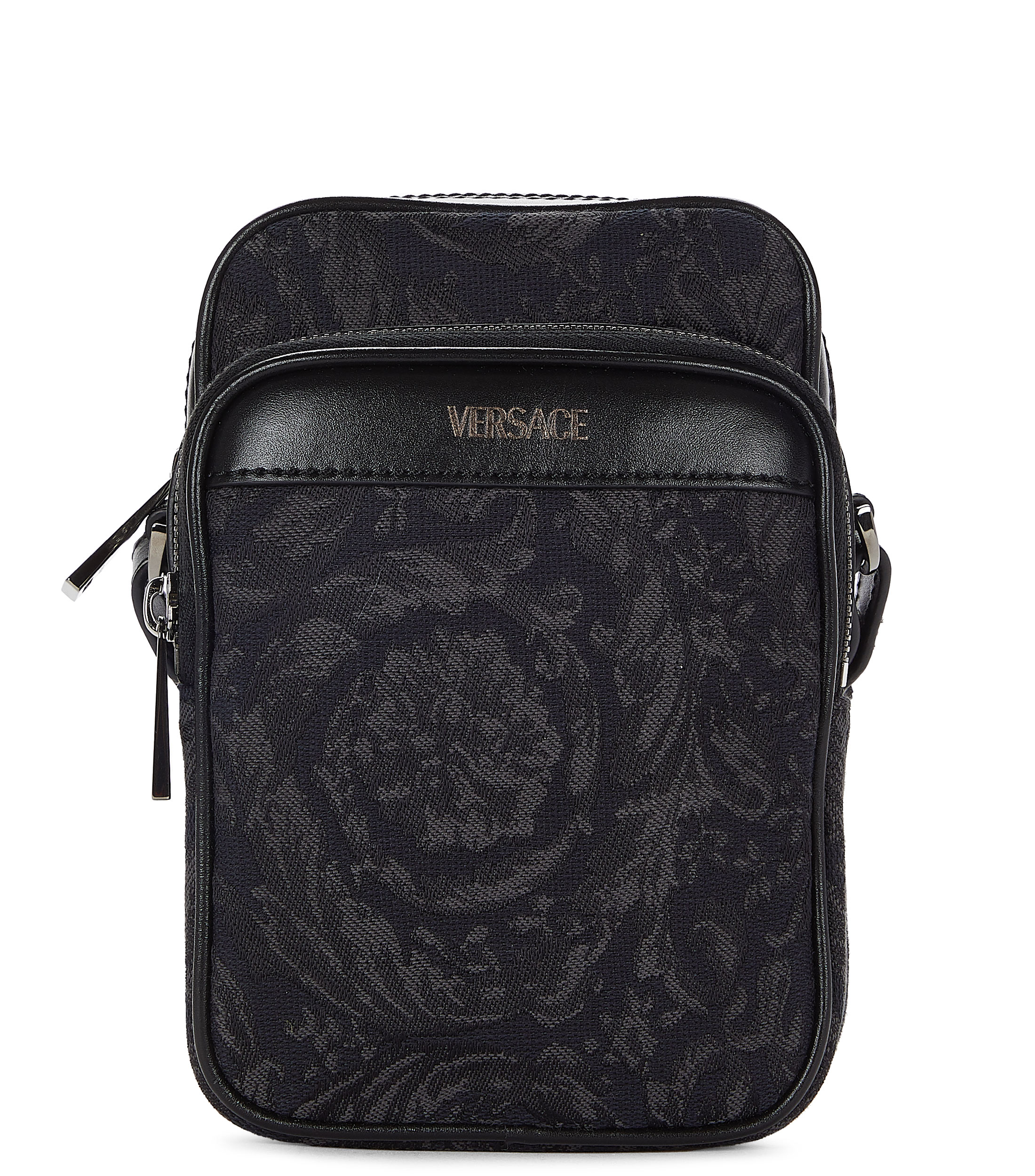 Versace: Bolso crossbody negro bordado Hombre | El Palacio de Hierro