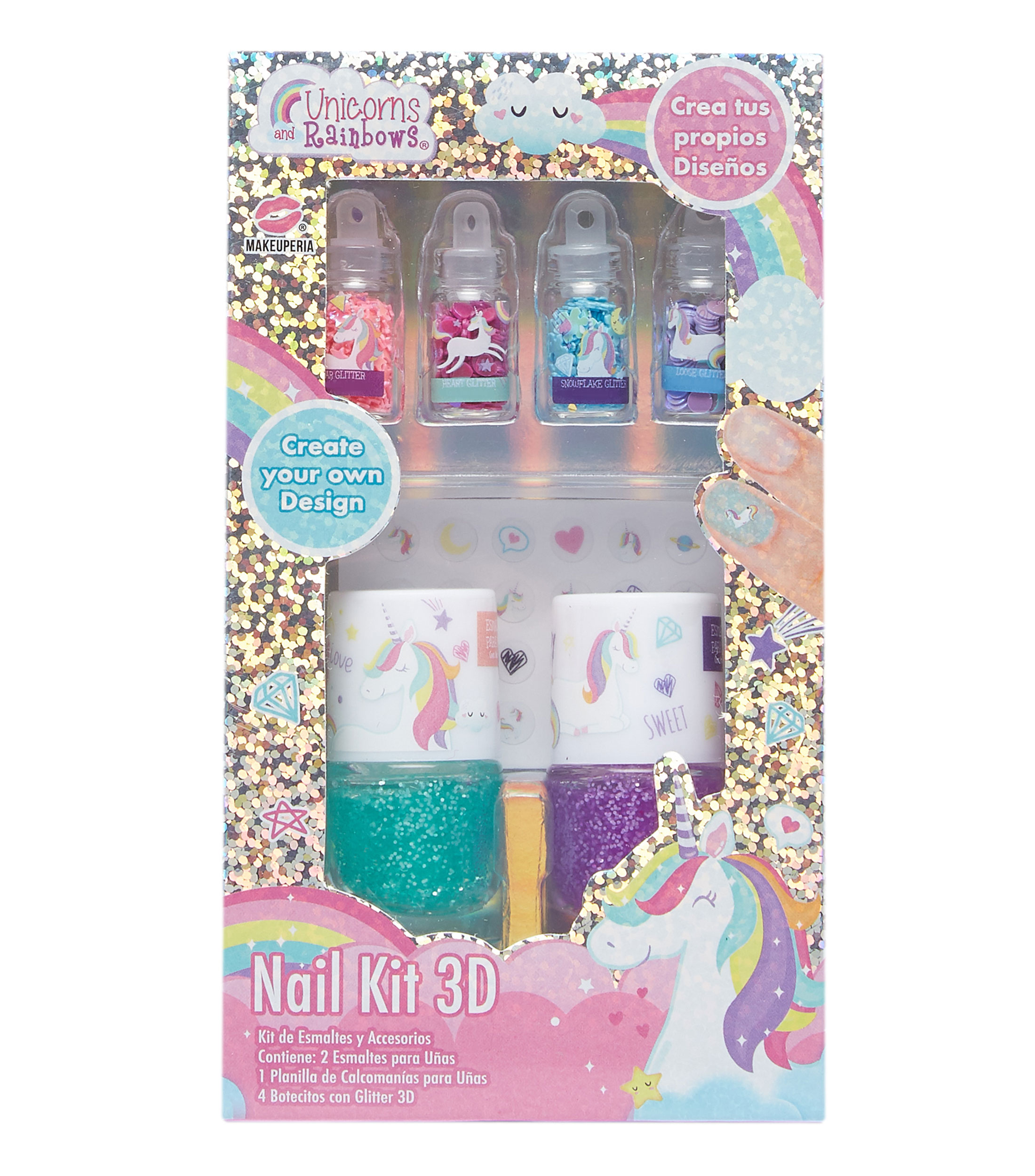 Best Trading Set de Uñas 3D Unicorns Rainbows 7 Piezas Niña - El ...