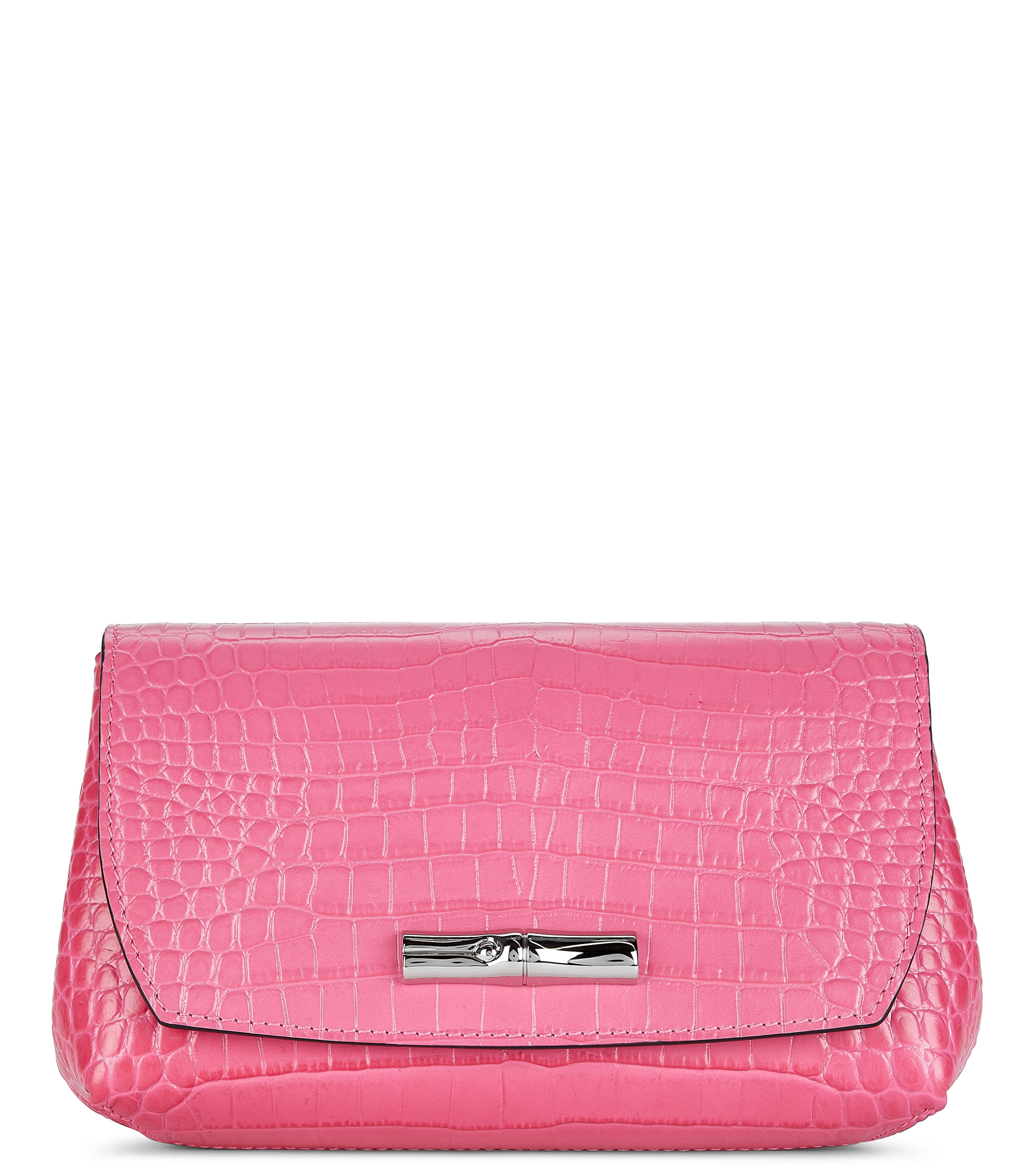 Longchamp: Bolso crossbody rosa en piel Roseau animalskin Mujer | El ...