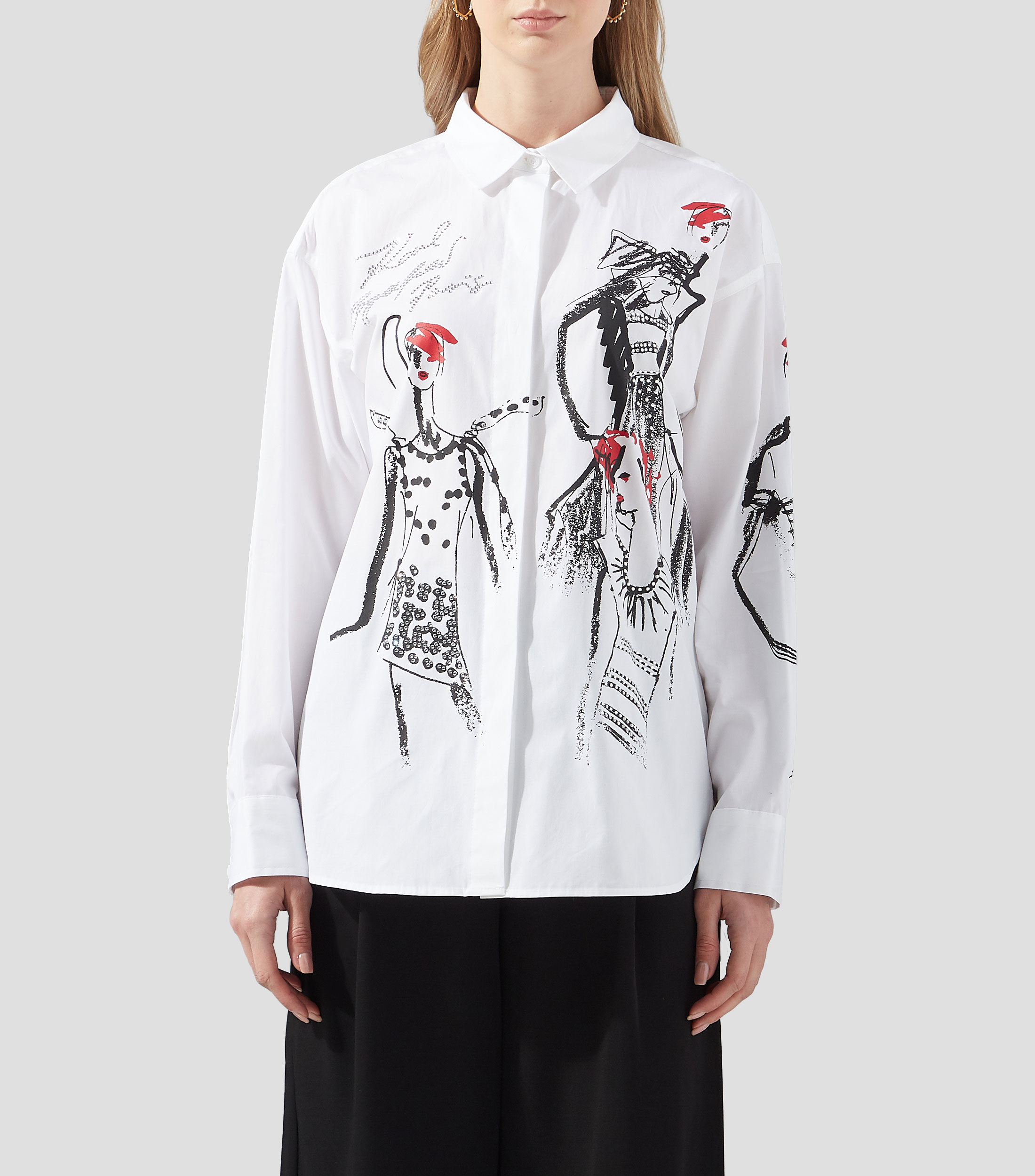 Karl Lagerfeld: Camisa estampada de manga larga Mujer | El Palacio de ...
