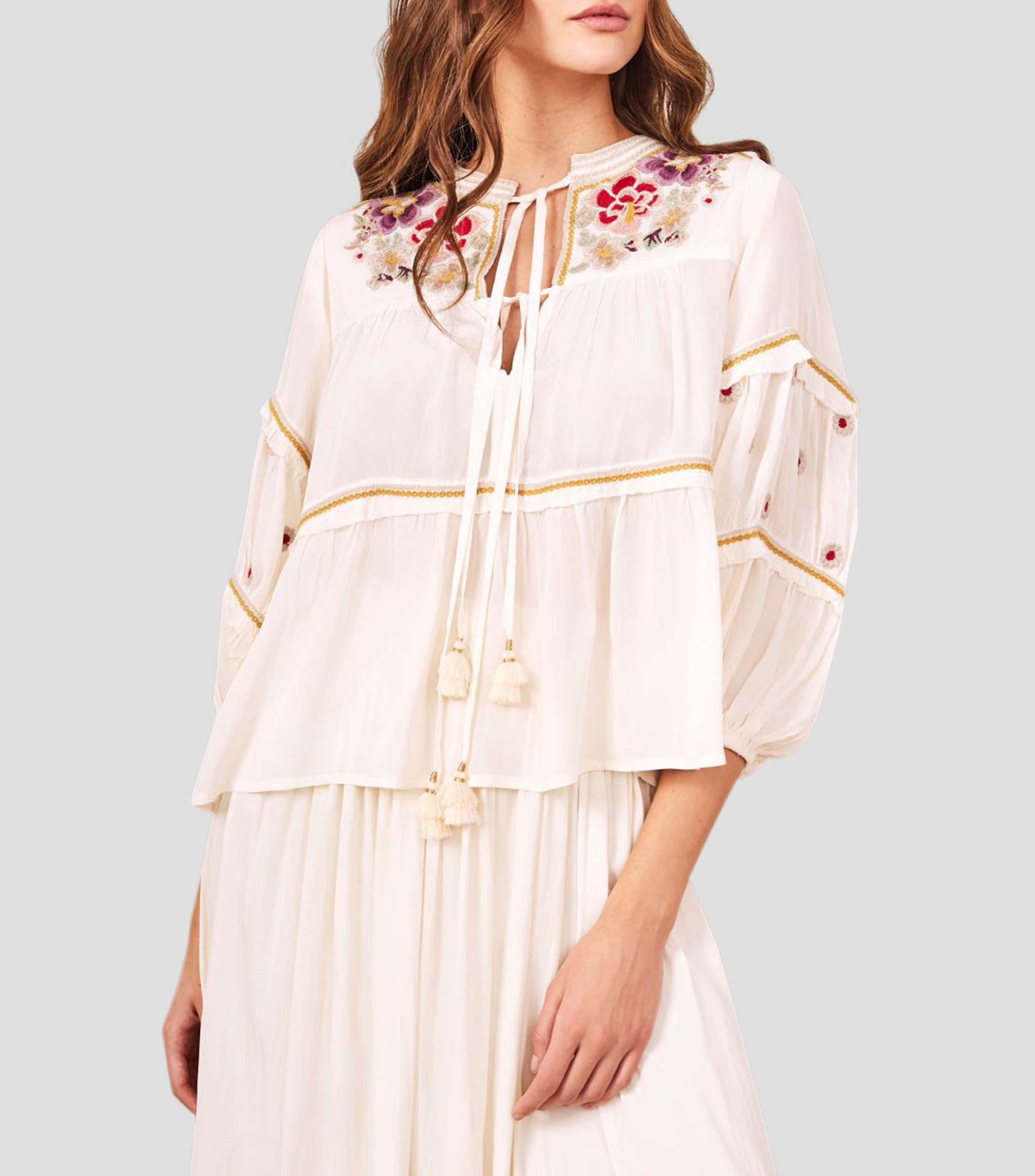 Rapsodia: Blusa de cuello V y manga 3,4 Mujer | El Palacio de Hierro