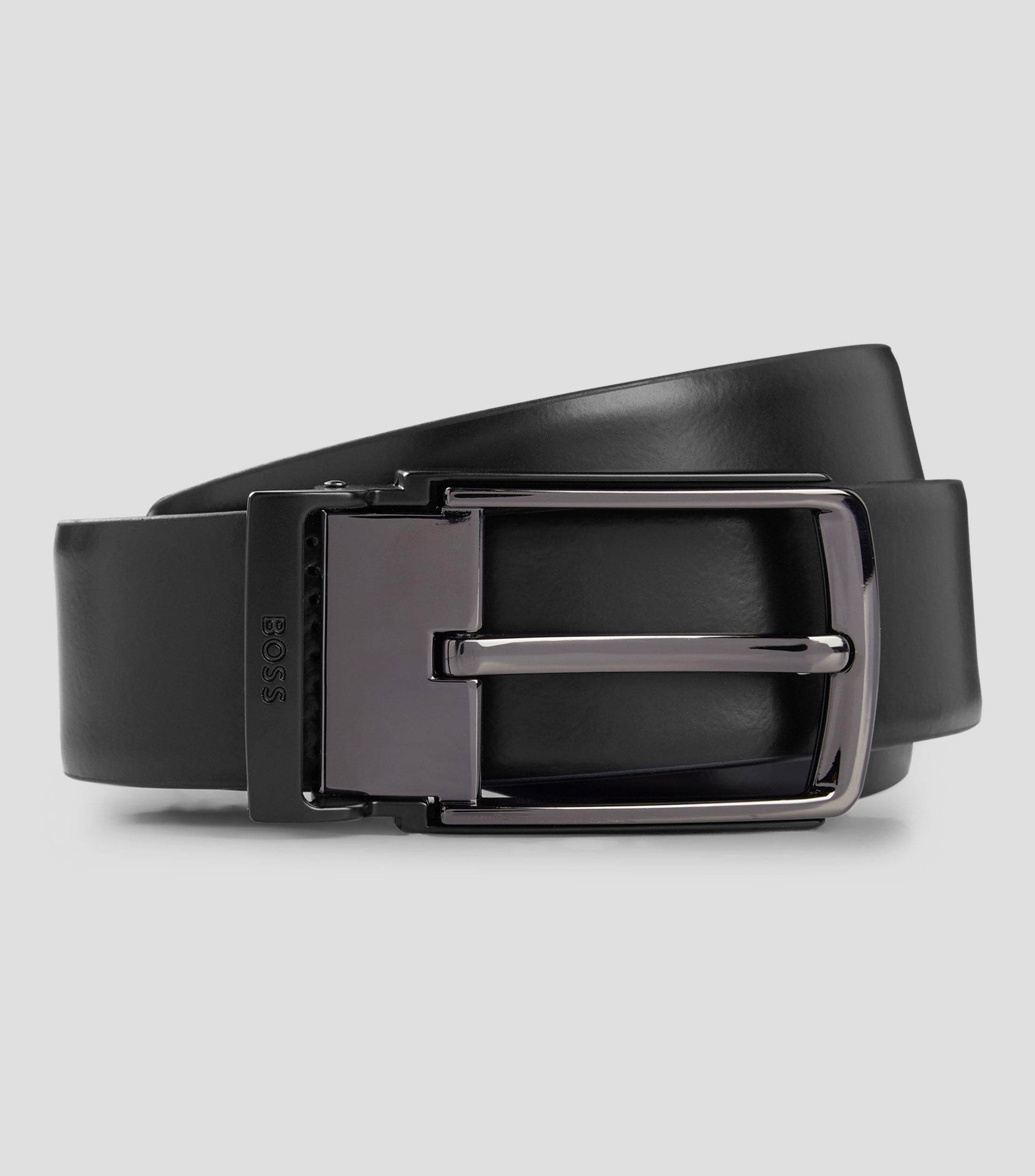 Boss: Cinturón reversible de piel italiana con detalle de la marca en ...