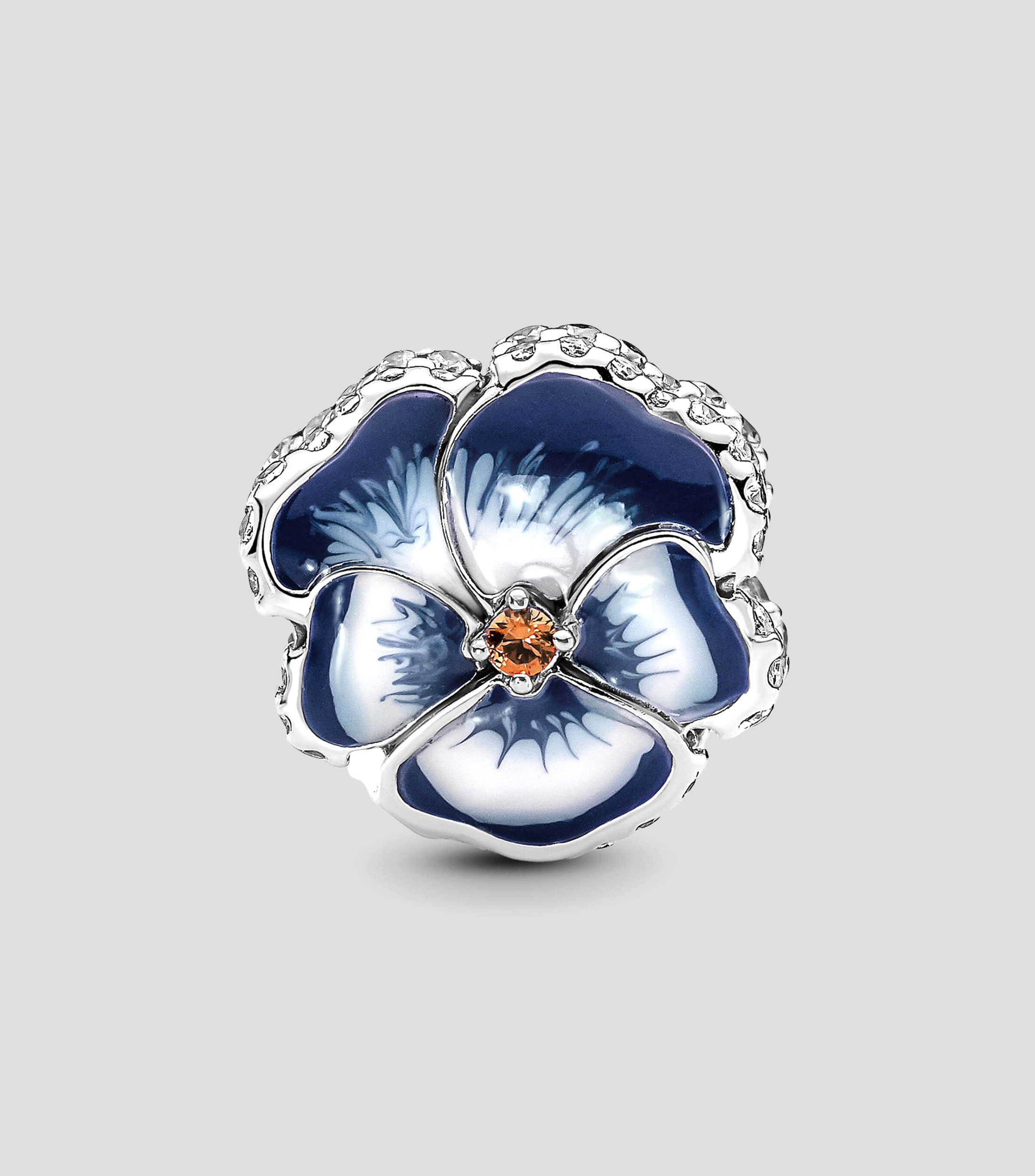 Pandora Charm en Plata Flor Pensamiento Azul con Zirconitas Cúbicas ...