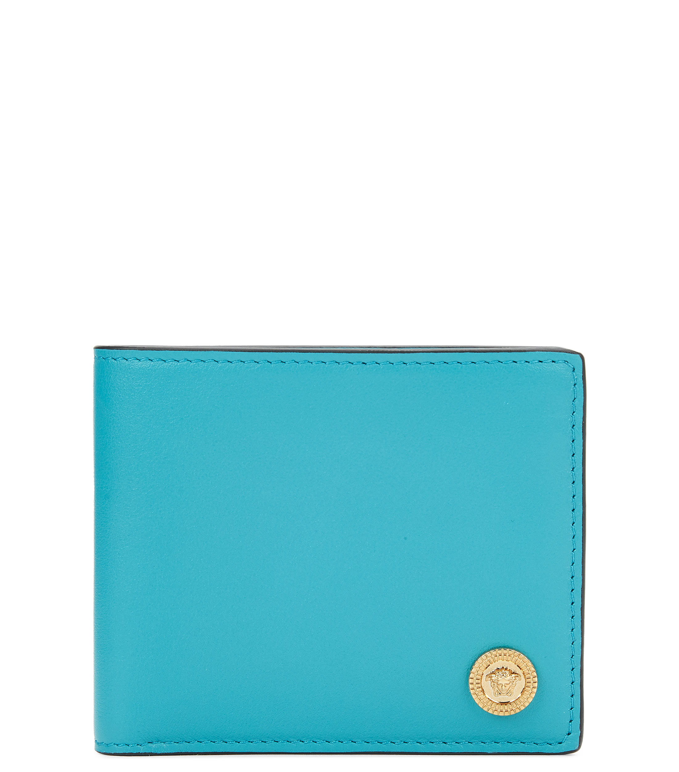 Versace: Cartera bifold en piel turquesa Hombre | El Palacio de Hierro
