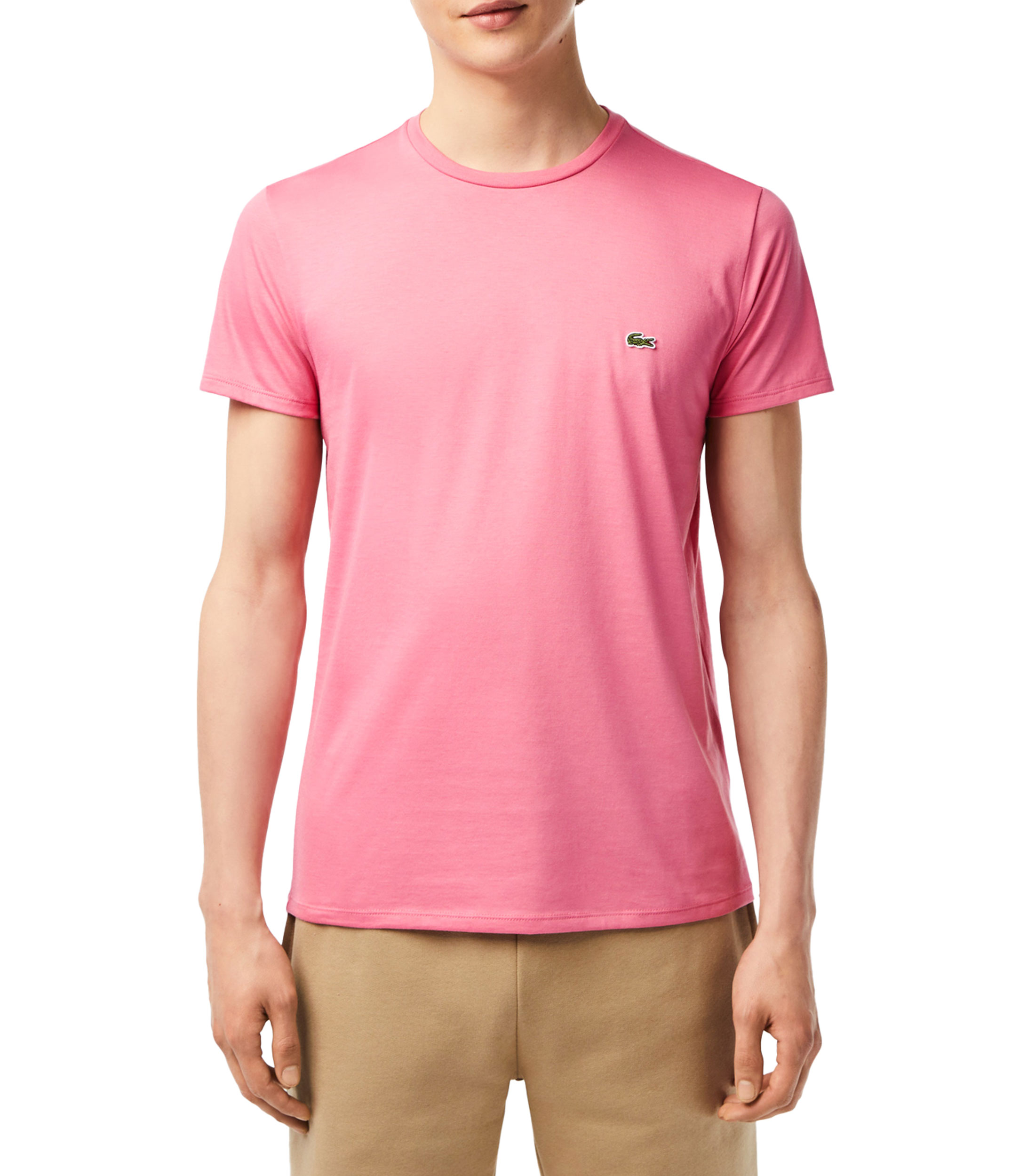 Lacoste: Playera de manga corta y cuello redondo lisa Hombre | El ...