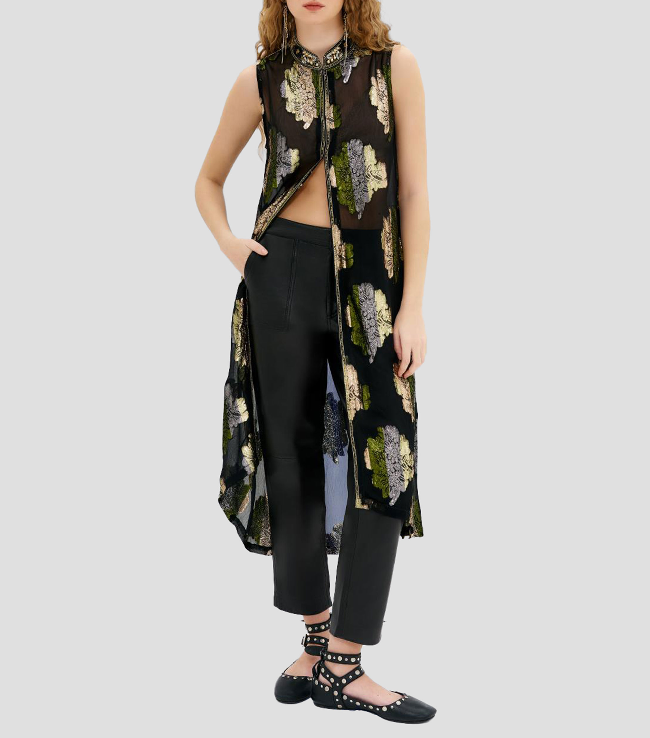 Rapsodia Camisa Kesari larga Jacquard sin mangas Mujer |El Palacio de ...