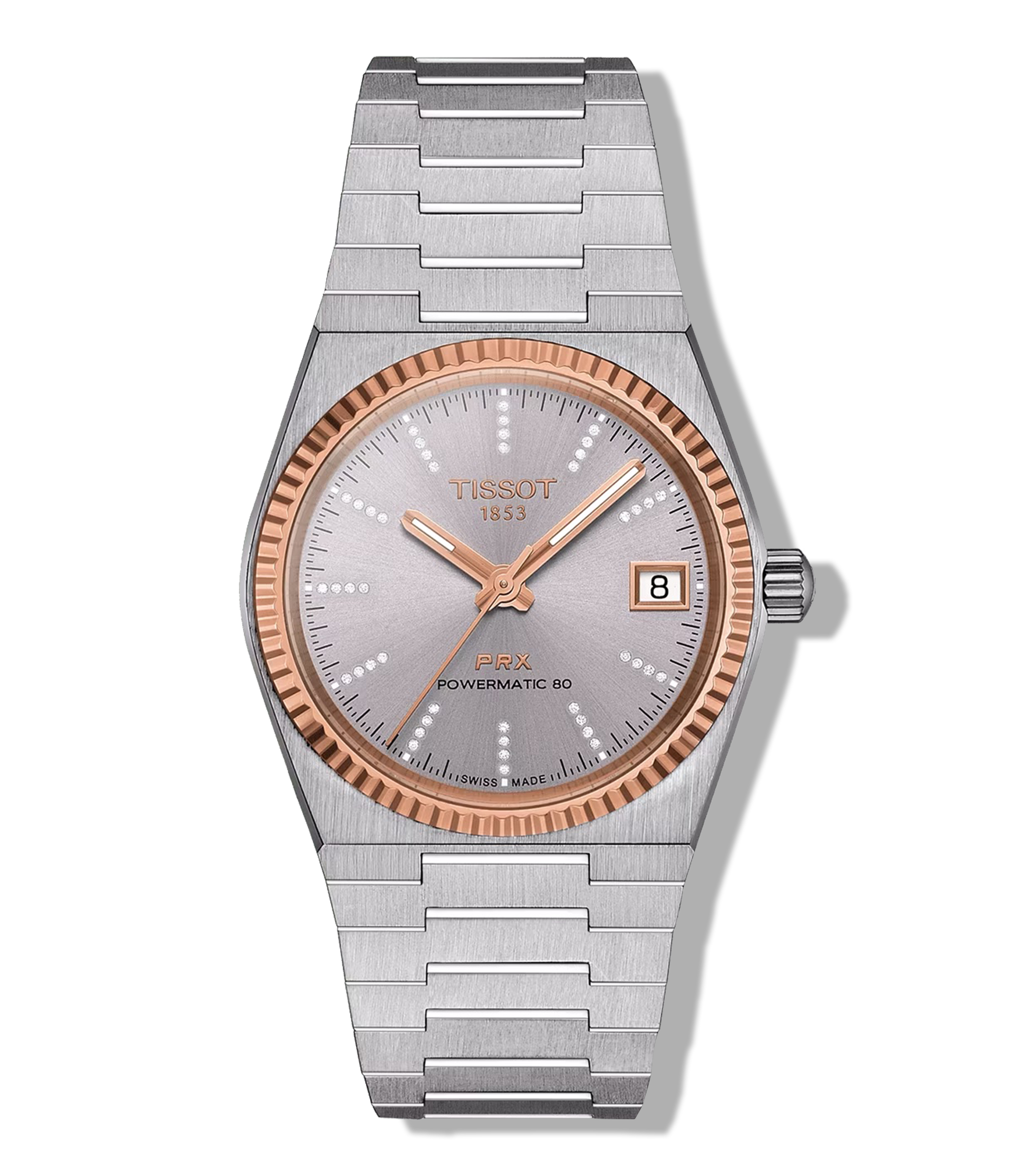 Tissot Reloj para mujer PRX Lady Powermatic 80 Casual Acero, Oro Rosa ...