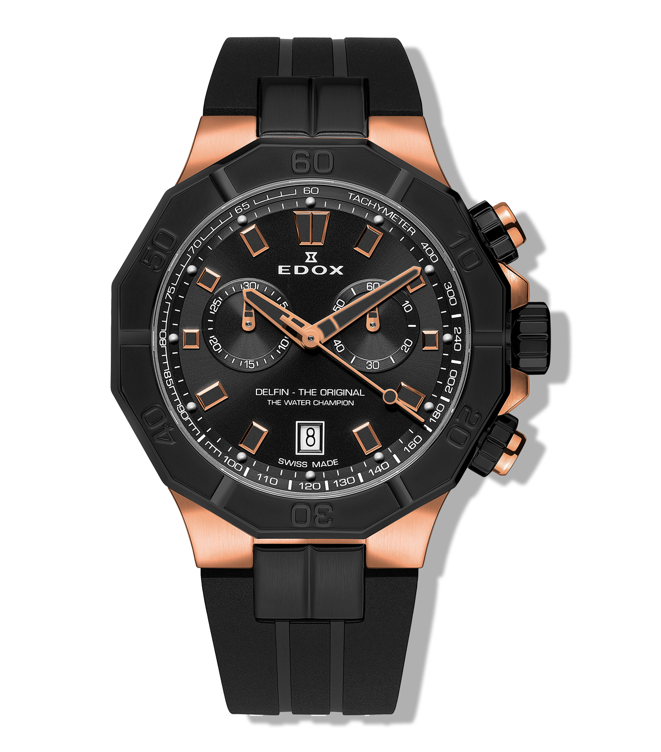 Edox: Reloj para Hombre Delfin The Original deportivo negro, bronce ...
