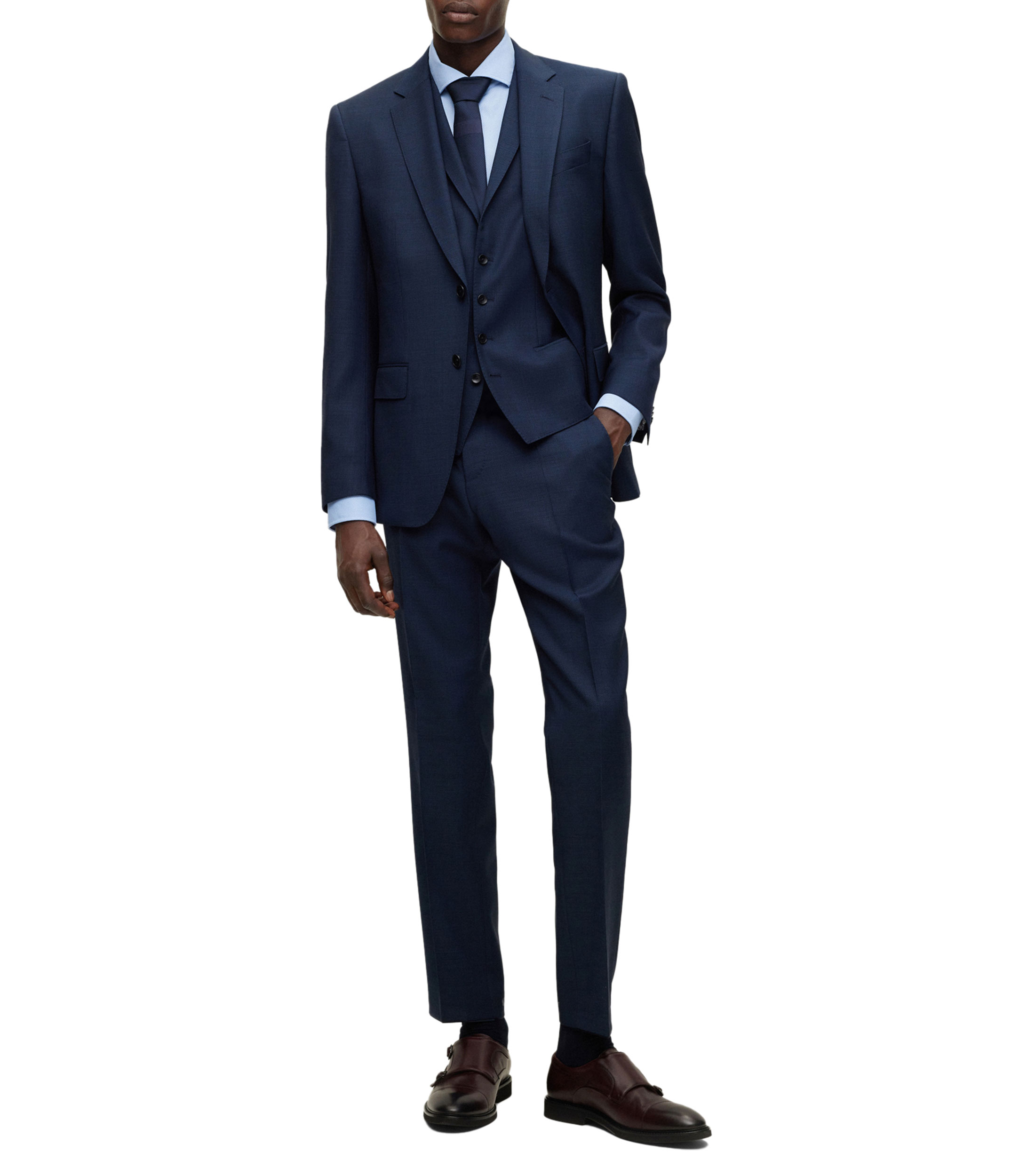 Boss Traje BOSS de tres piezas en Slim fit de lana virgen ...