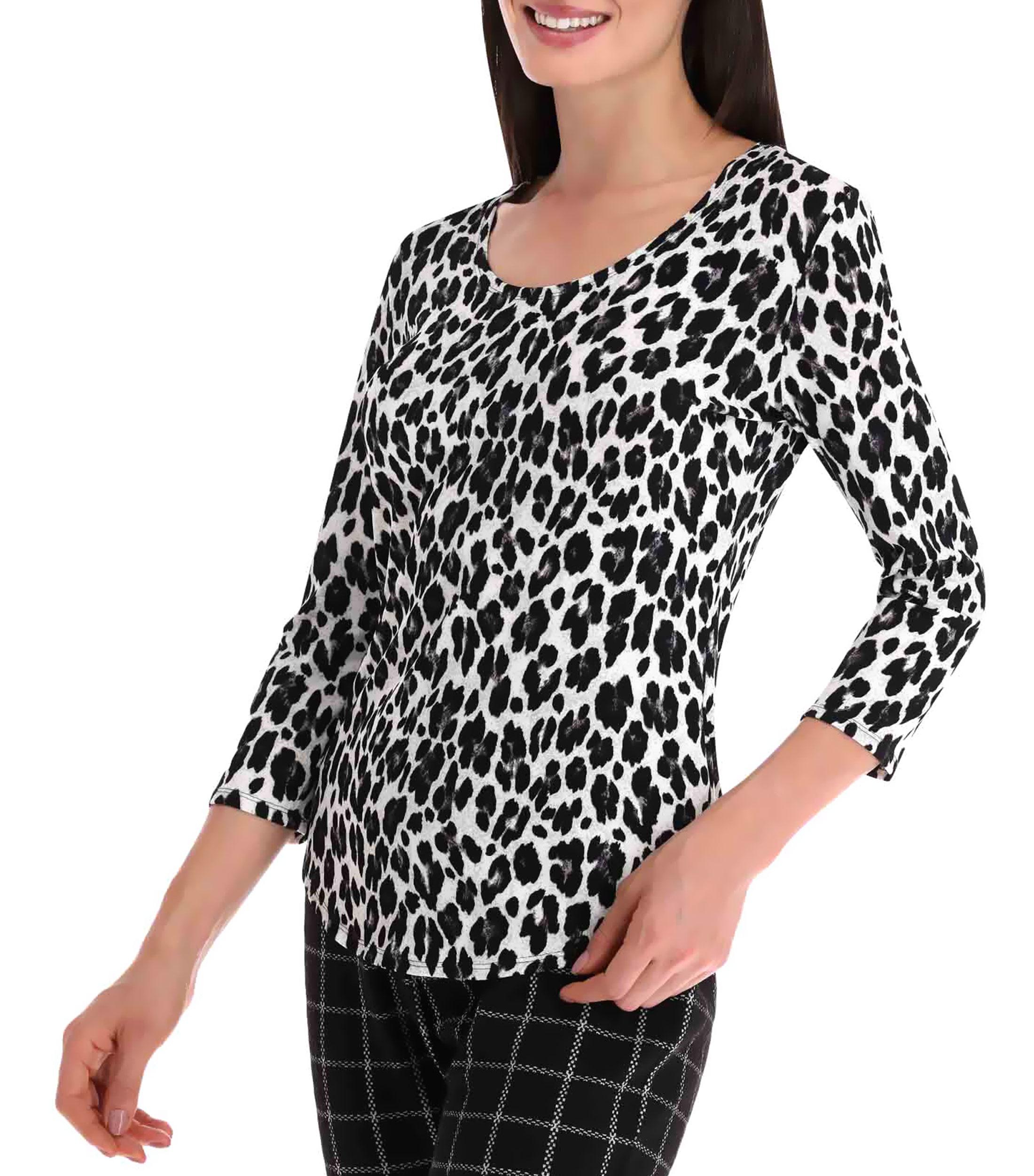 Charme Blusa con animal print manga 3,4 Línea Petite Mujer - El Palacio ...