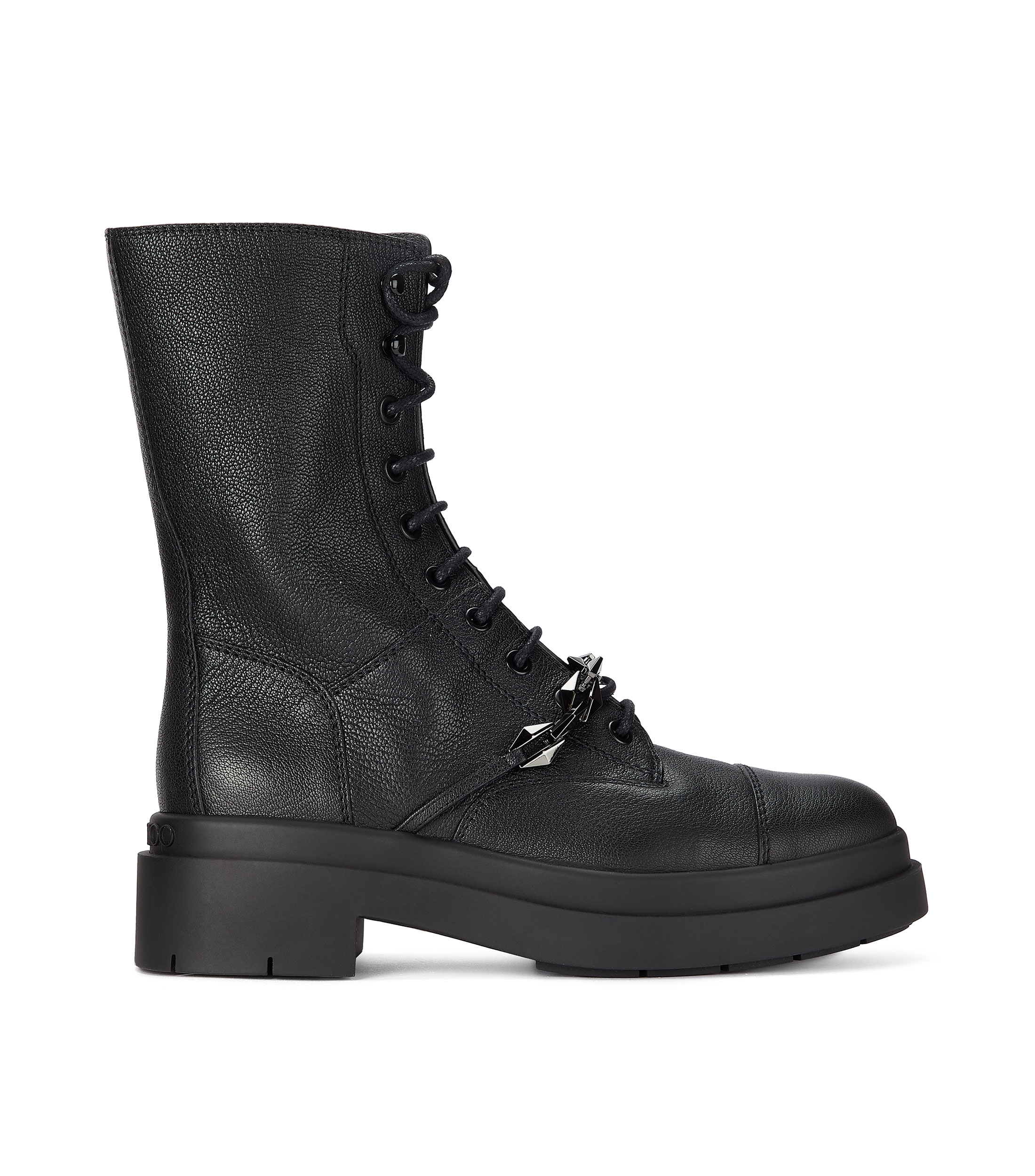 Jimmy Choo: Botas combat medias Nola Flat en piel con tacón bajo ...