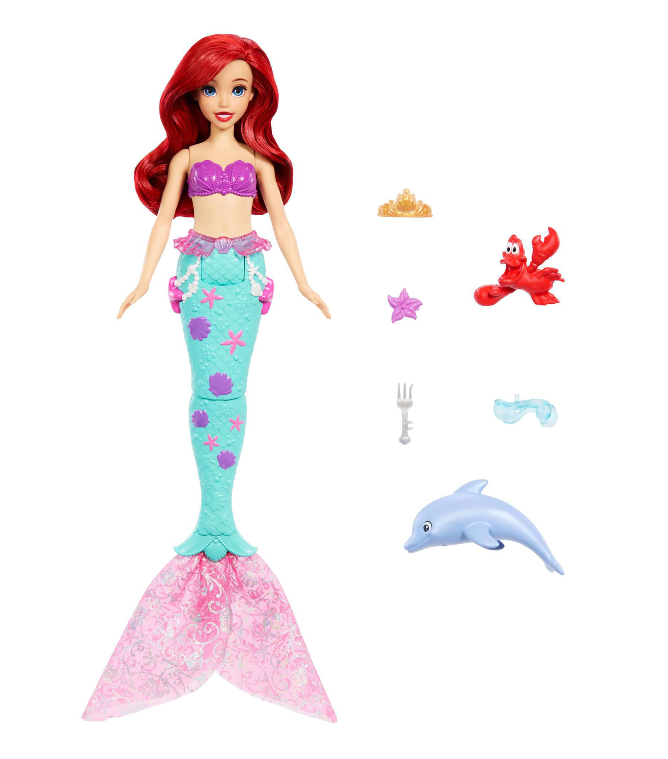 Disney Princesas Muñeca Ariel con Delfín y Sebastián |El Palacio de Hierro