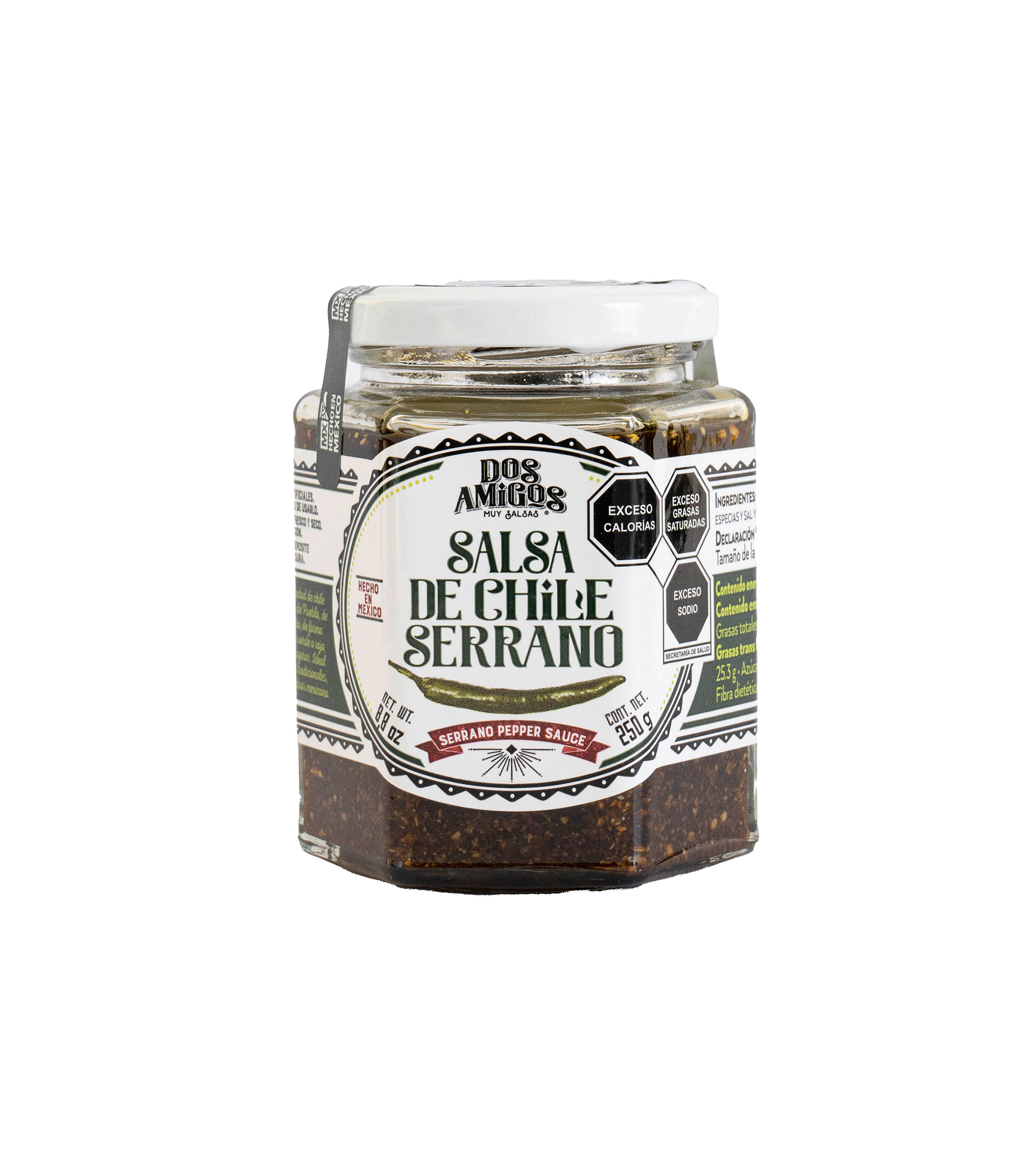 Dos Amigos muy Salsas Salsa de Chile Serrano, 250 g - El Palacio de Hierro