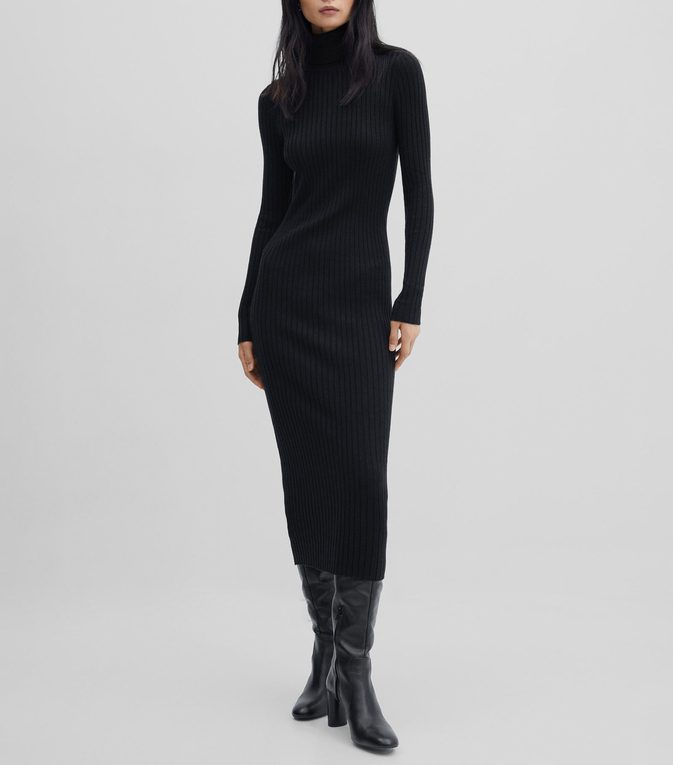 Mango: Vestido Largo Manga Larga Acanalado Mujer | El Palacio de Hierro