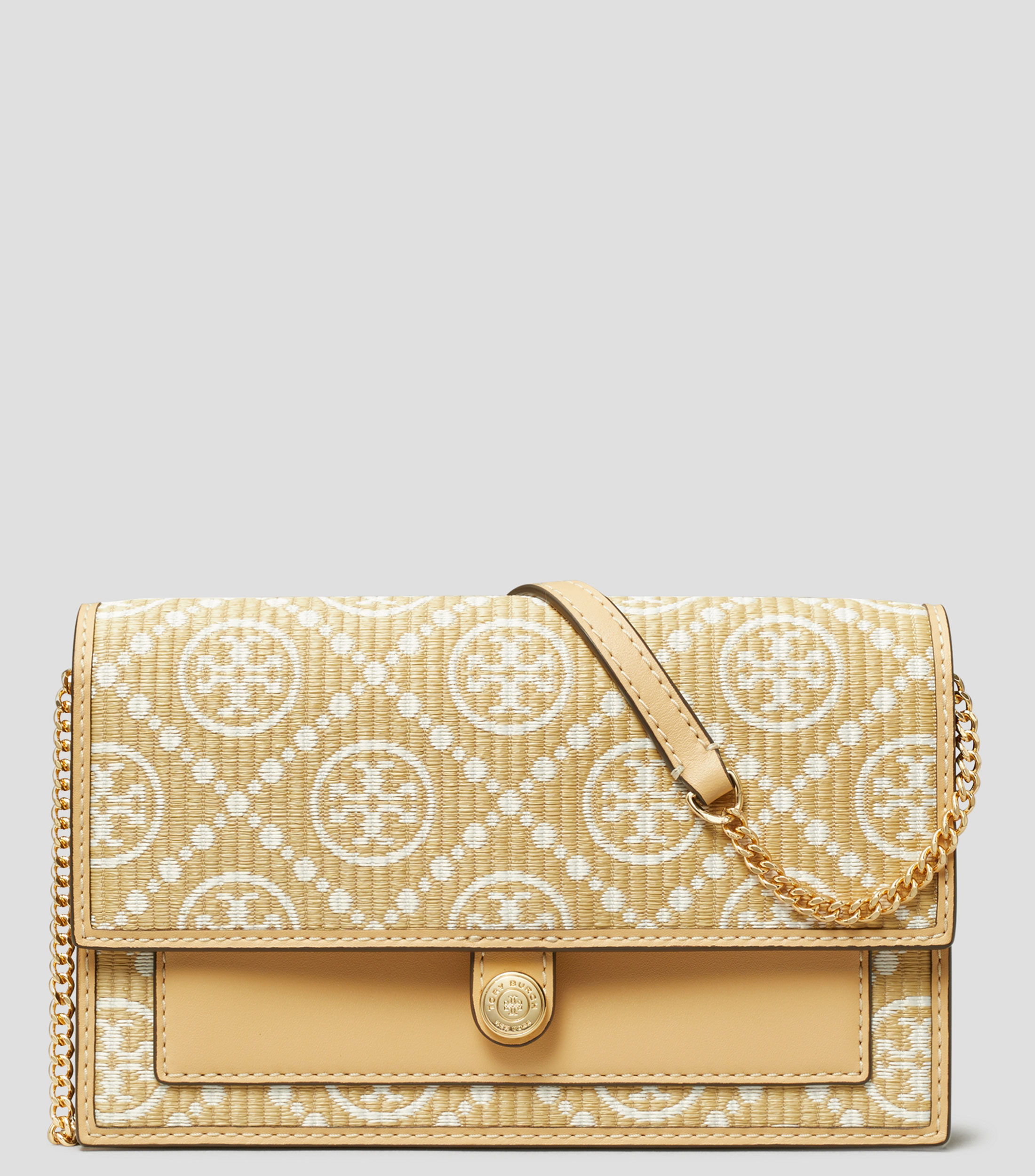 Tory Burch: Cartera con Cadena T Mono Raffia | El Palacio de Hierro