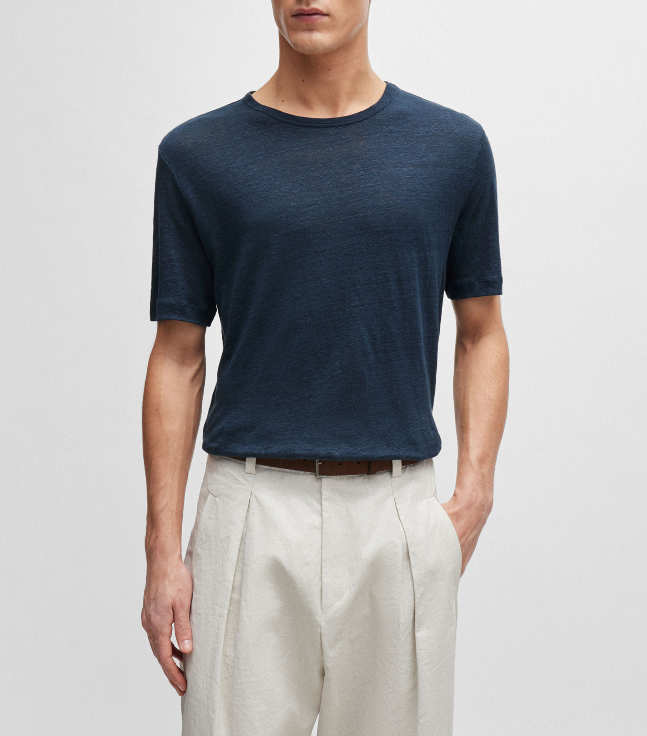 Boss: Playera regular fit de lino Hombre | El Palacio de Hierro